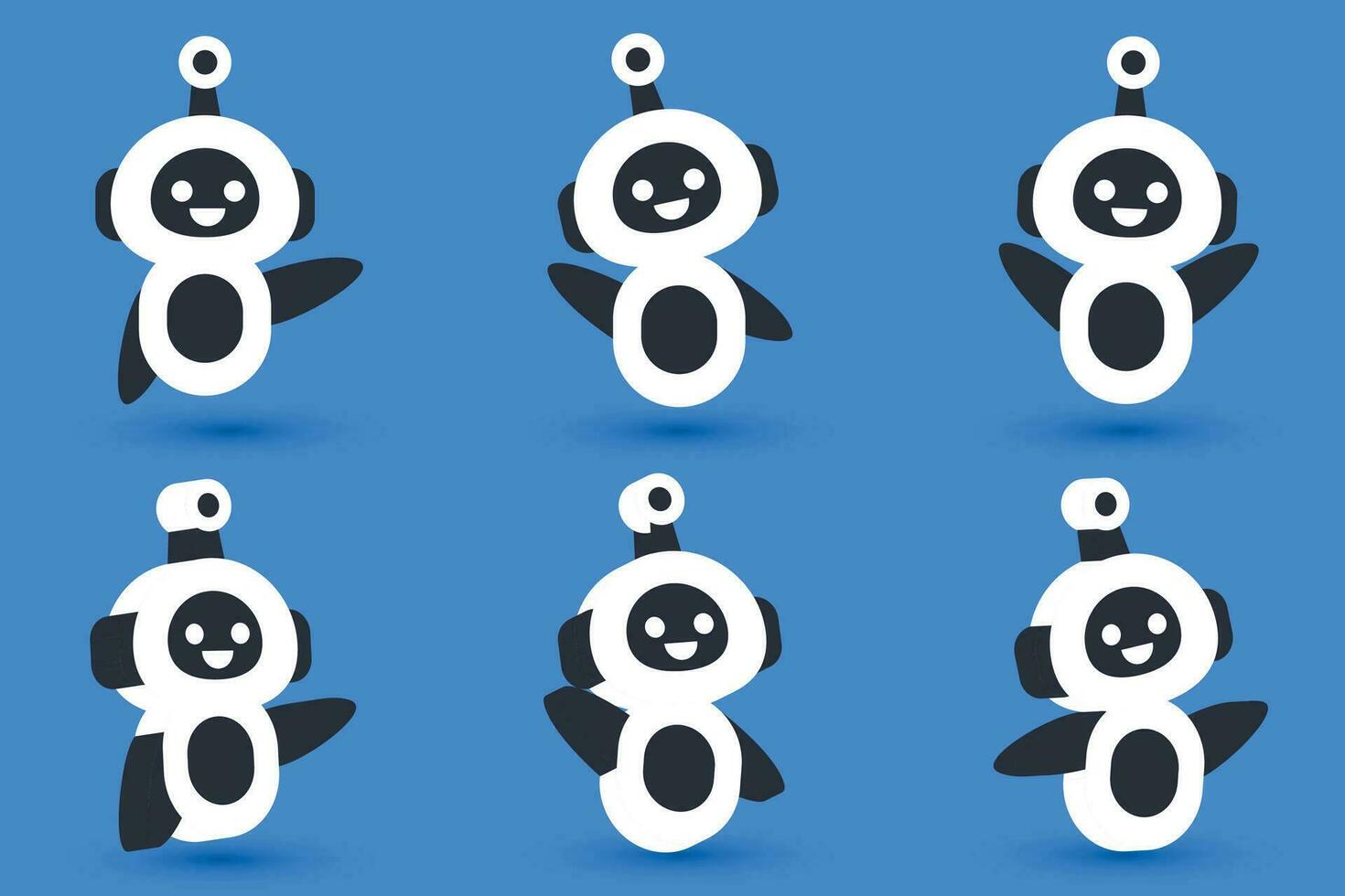 set of cute illustrations of artificial intelligence robot characters ...