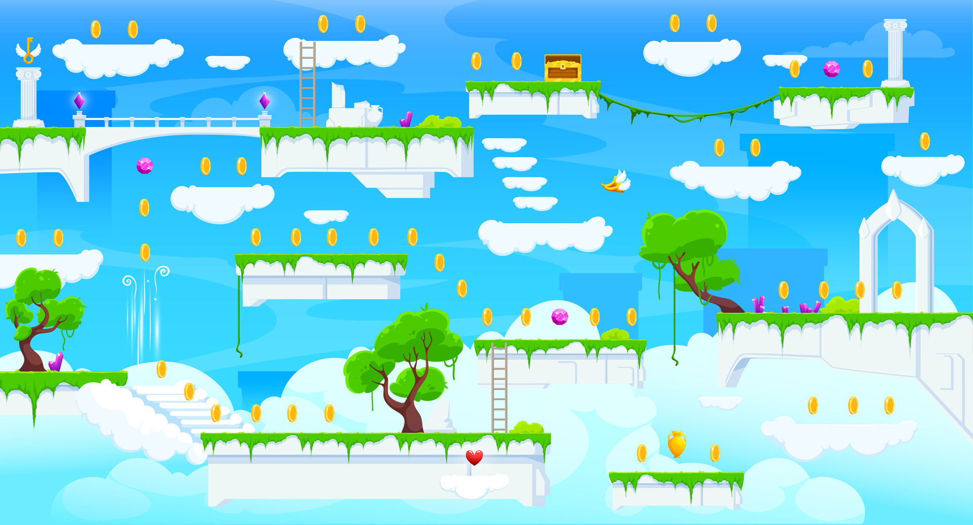 Arcade Game Level Map With Ice Platforms Ladders 31742380 Vector Art