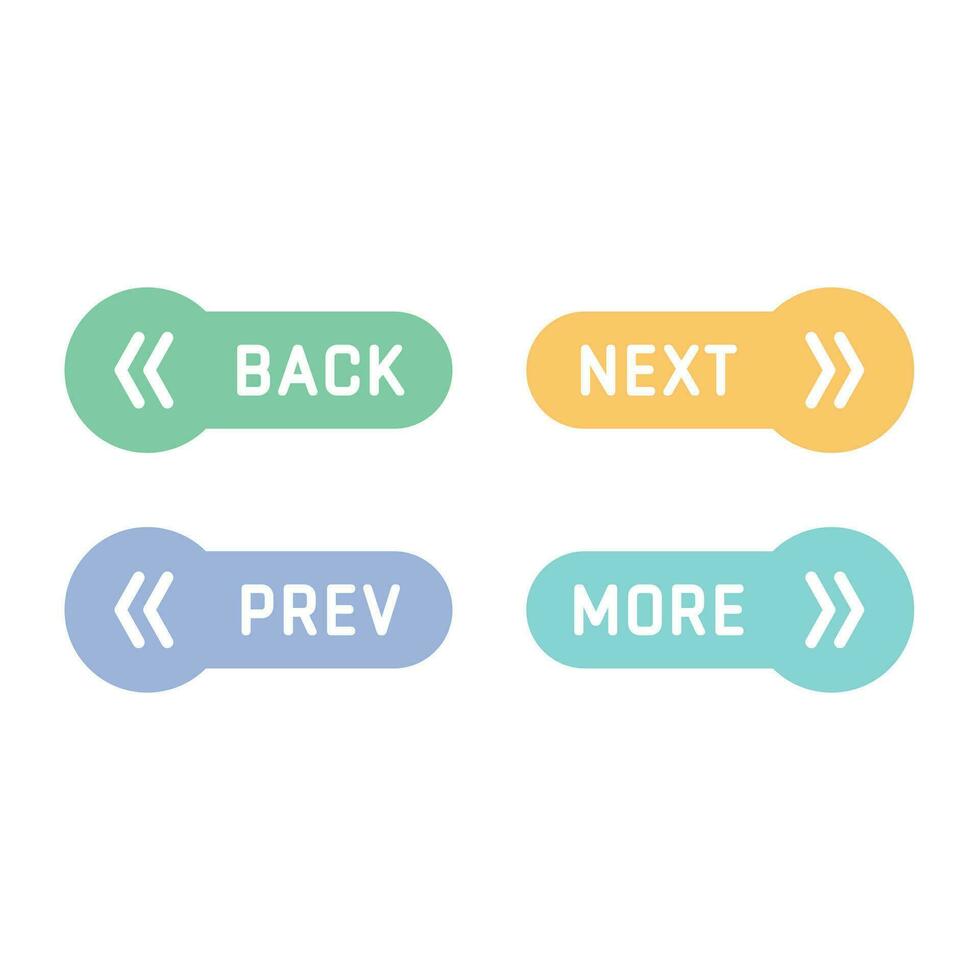 Prev, next and back vector buttons. Colorful web arrow button icons. 31742831 Vector Art at Vecteezy