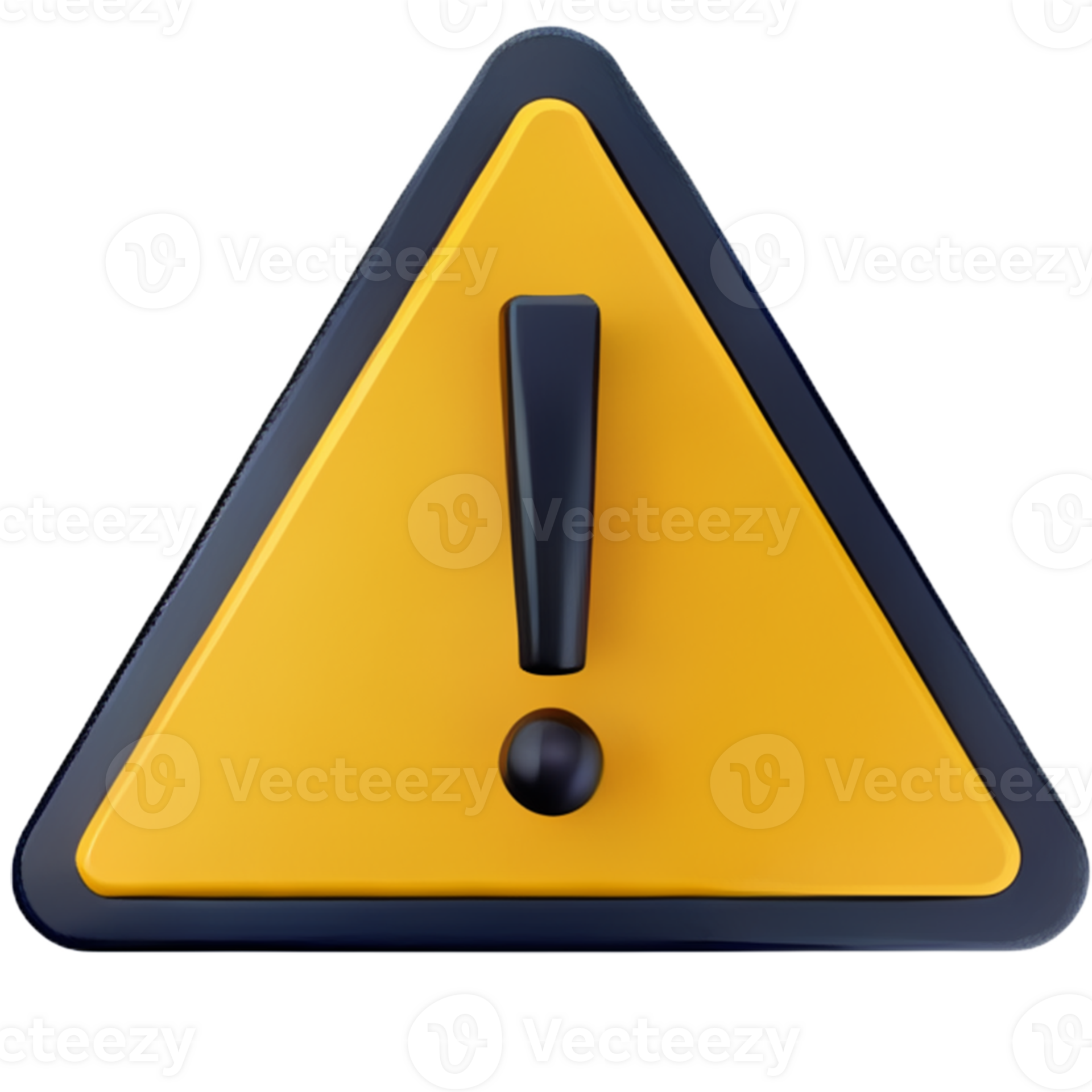 3D exclamation mark in triangle icon realistic yellow triangle warning ...
