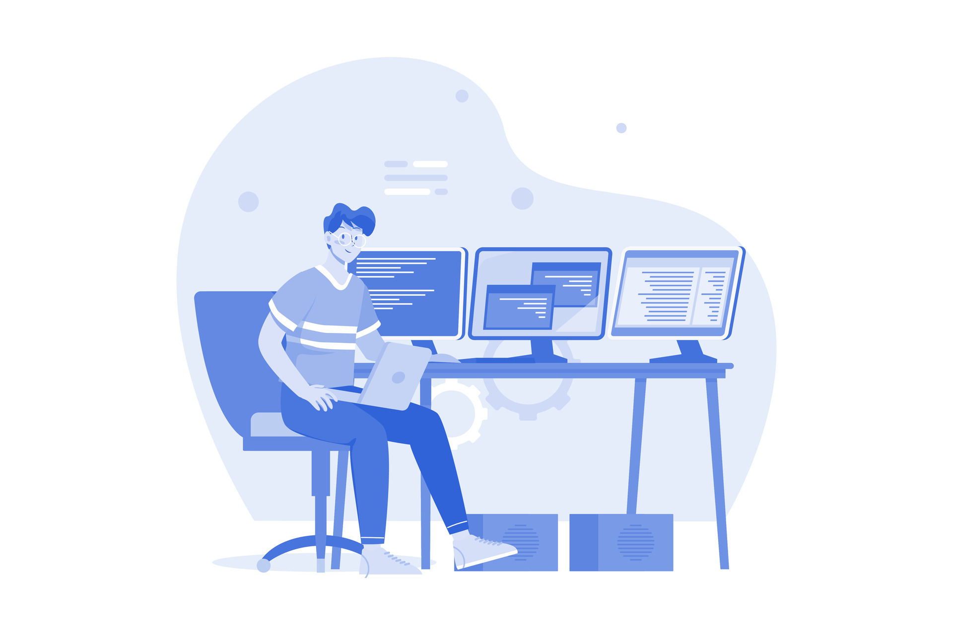 Man Coder Development Programming Computer 31757105 Vector Art At Vecteezy