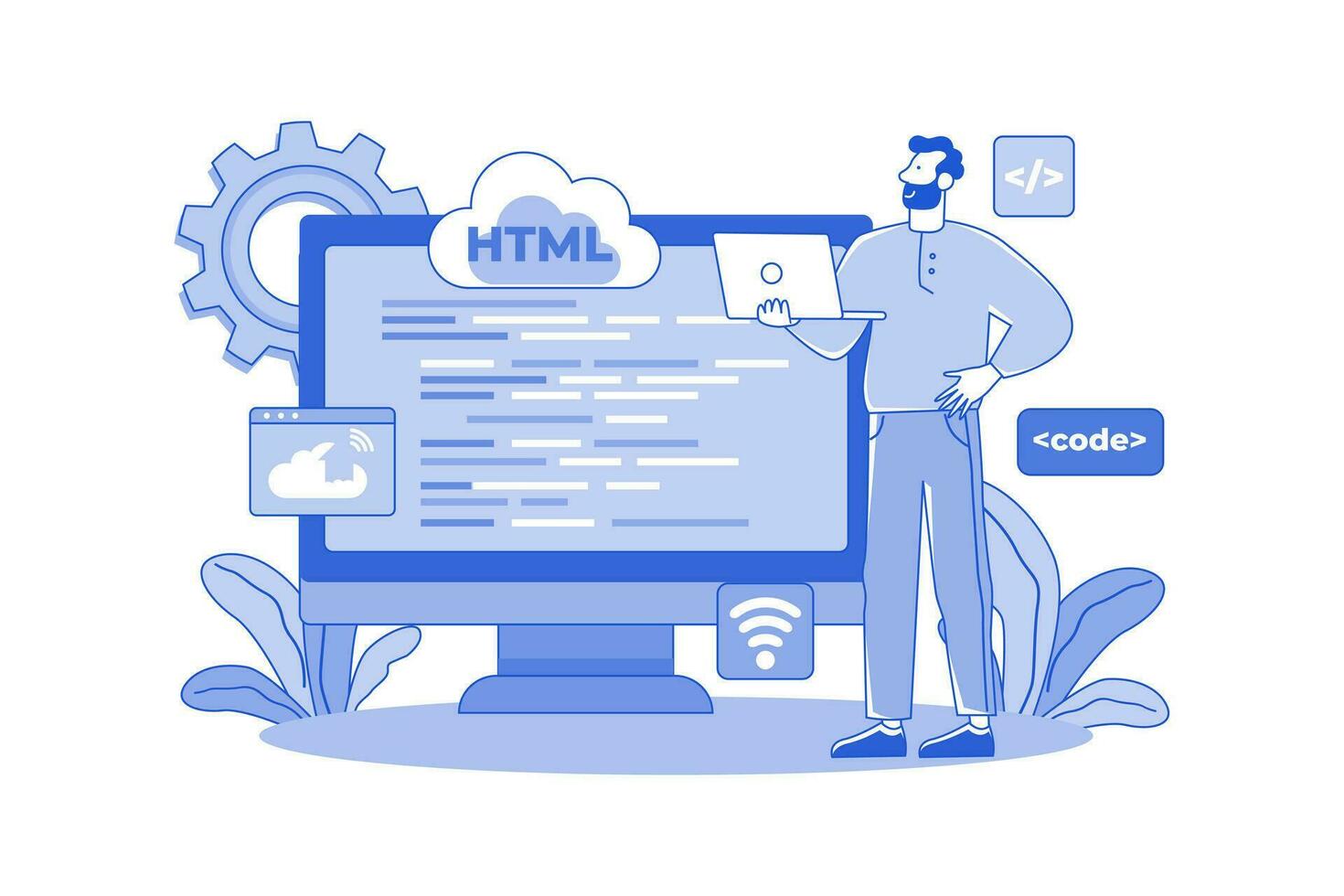 Man Coder Development Programming Computer 31757364 Vector Art At Vecteezy