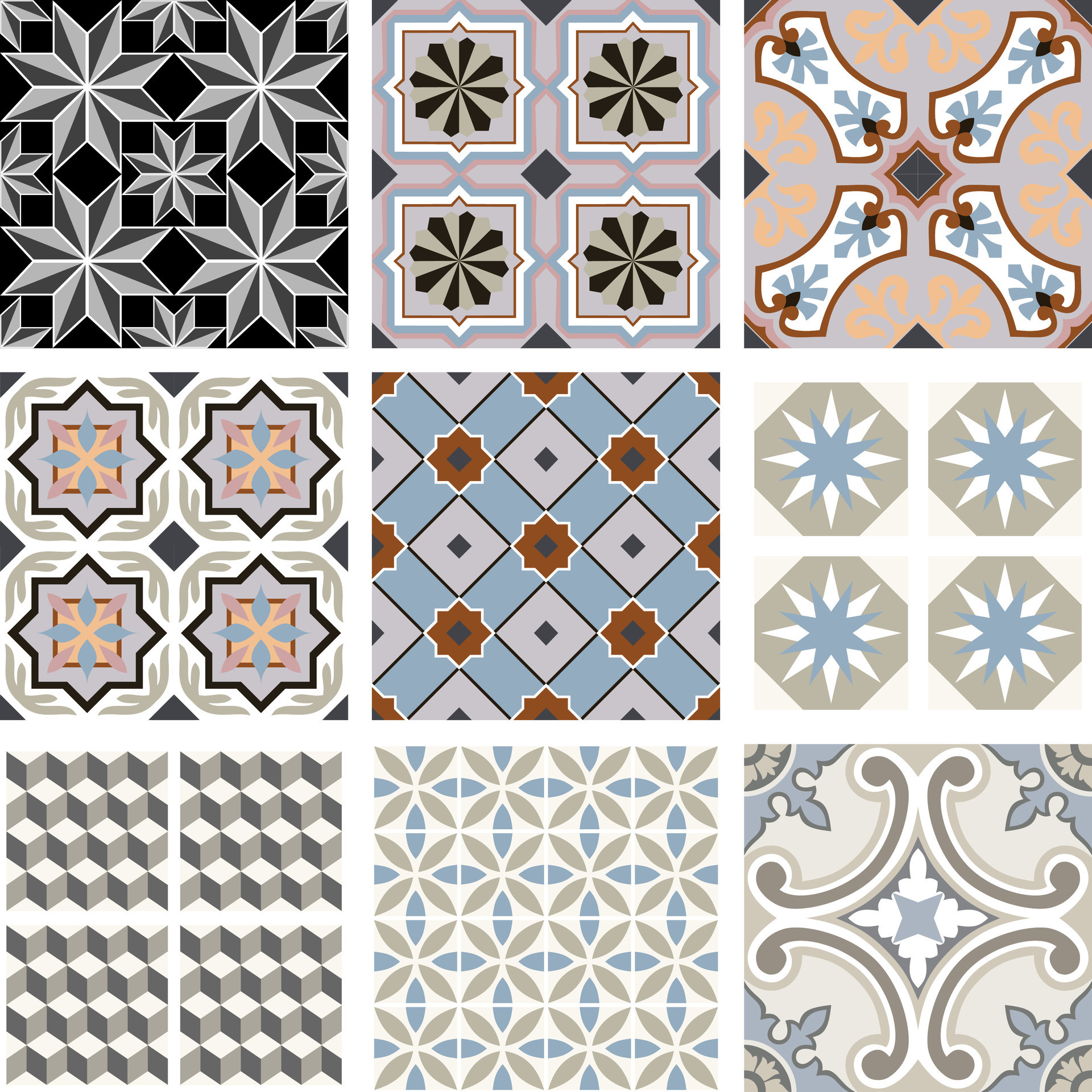 Wall Tile wallpaper vector seamless patterns pattern illustration ...