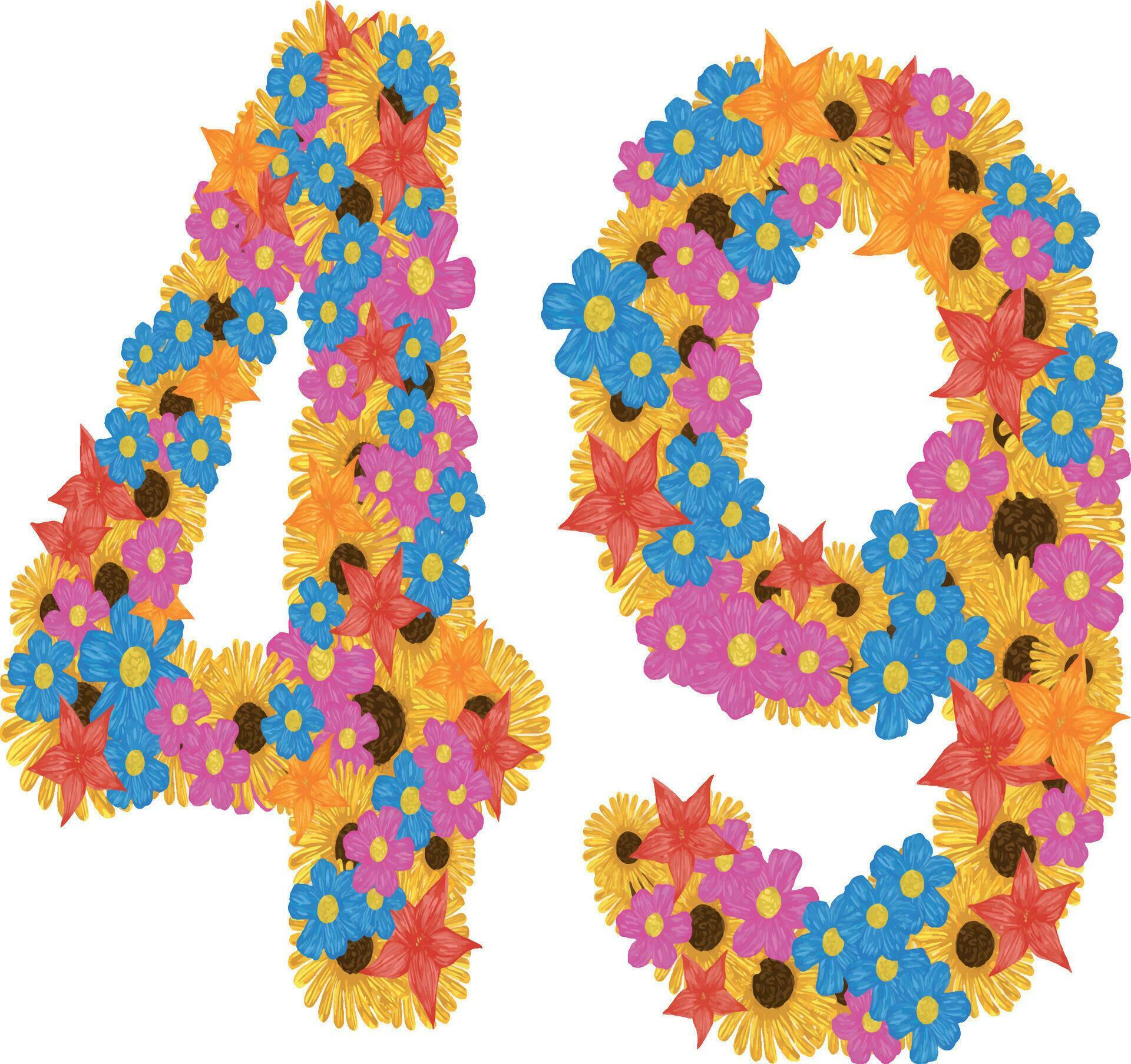 the number 49 made up of flowers 31758347 Vector Art at Vecteezy