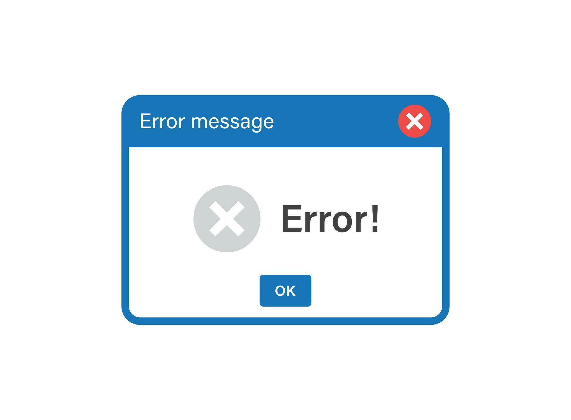 Error message icon in flat style. Computer window alert vector illustration on isolated ...