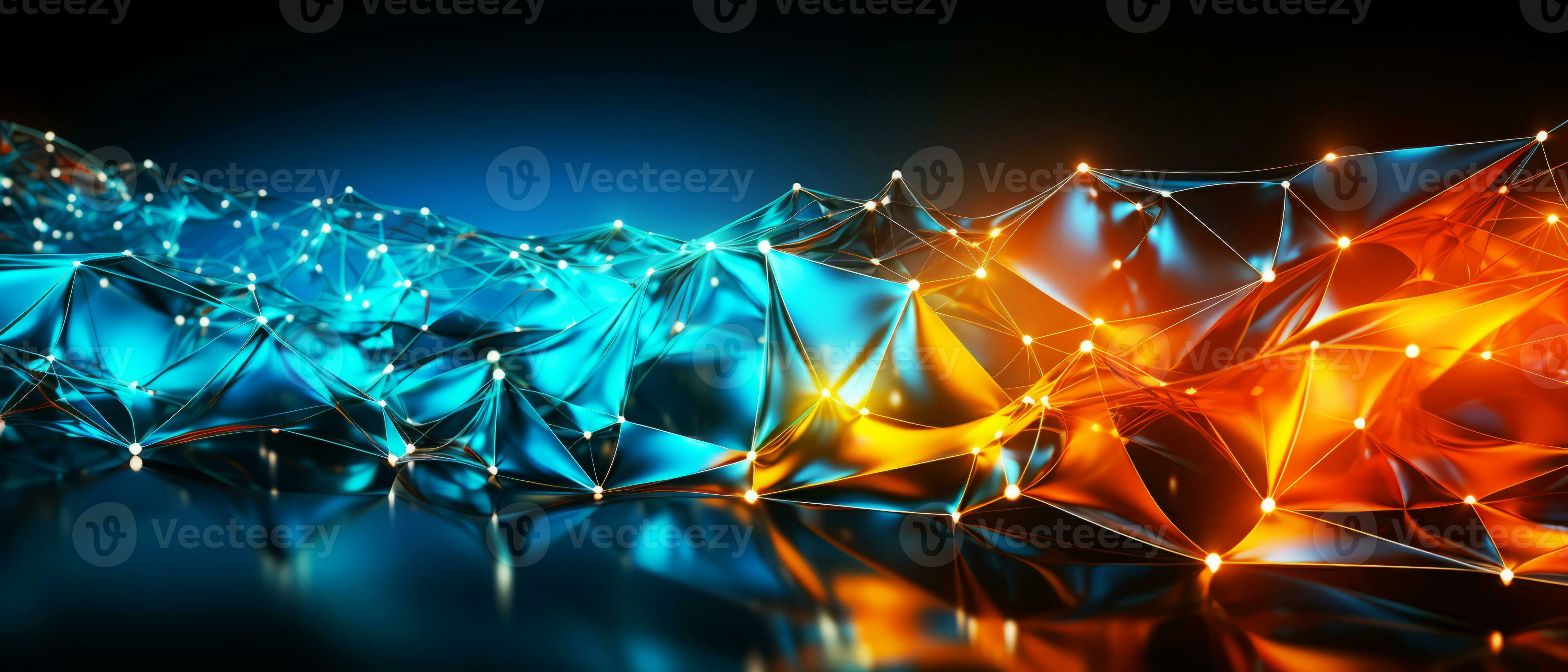 Abstract Technology Background Network Connection Structure With Glowing Particles Ai