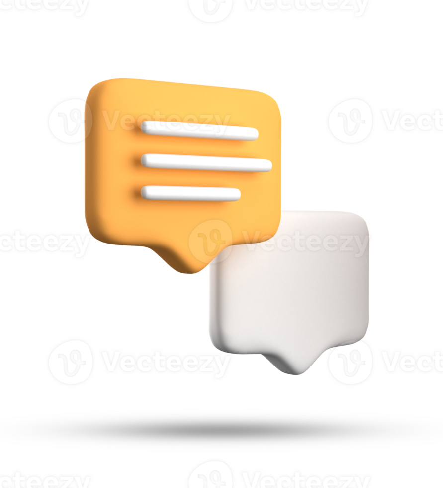 3d rendering of speech bubble with notification icons, 3D pastel yellow ...