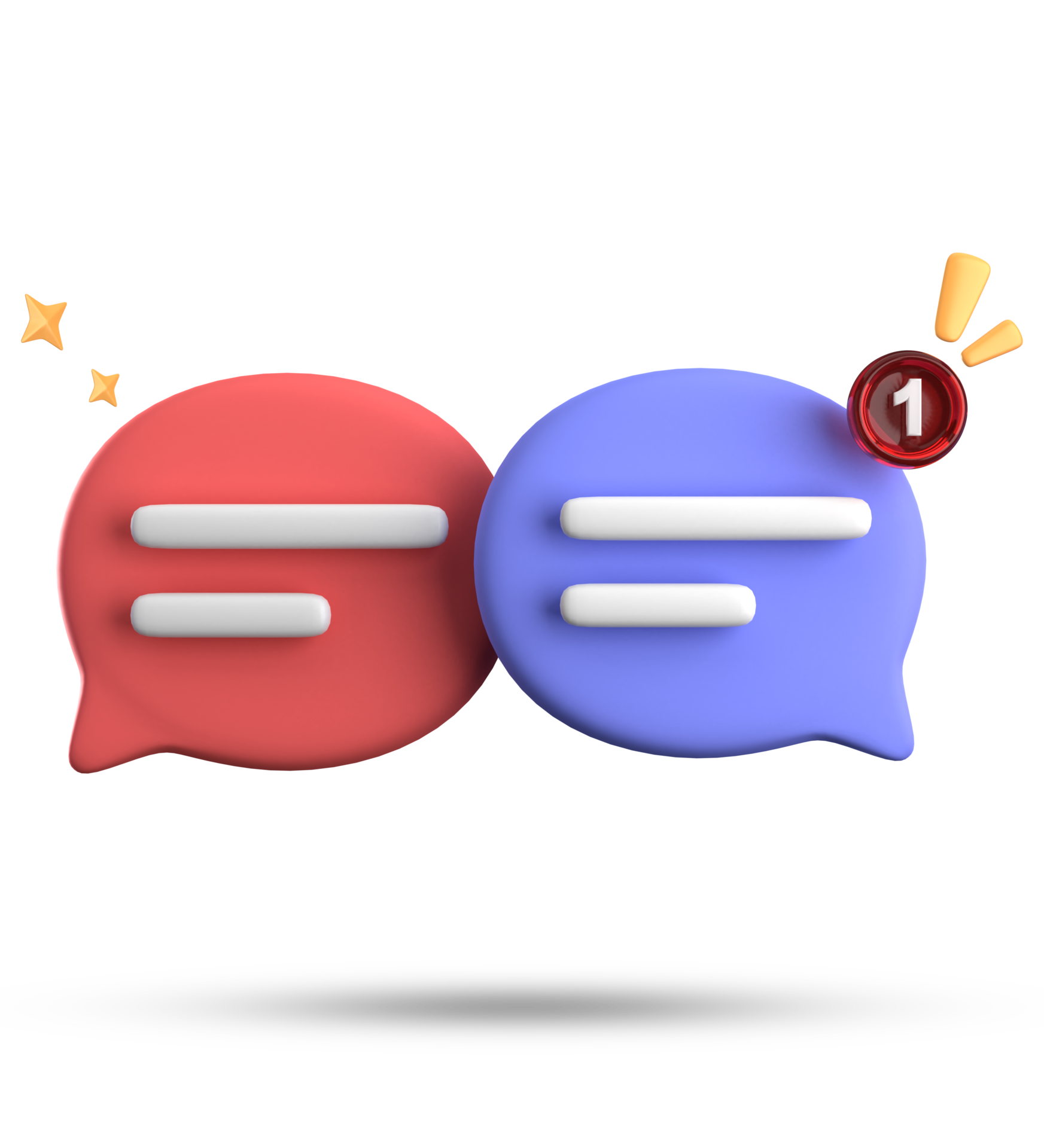 3d rendering of speech bubble with notification icons, 3D pastel chat ...