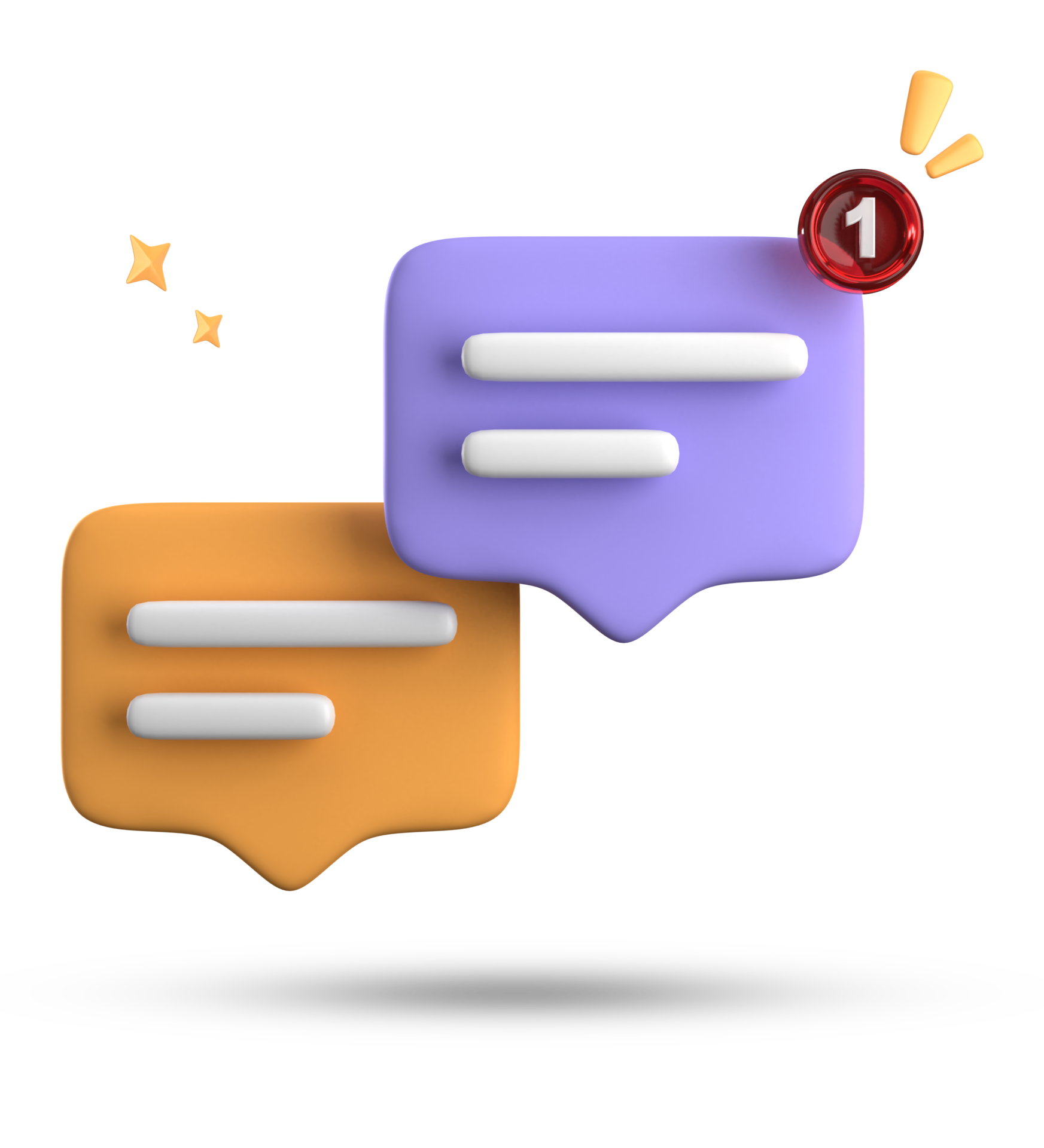 3d rendering of speech bubble with notification icons, 3D pastel yellow ...