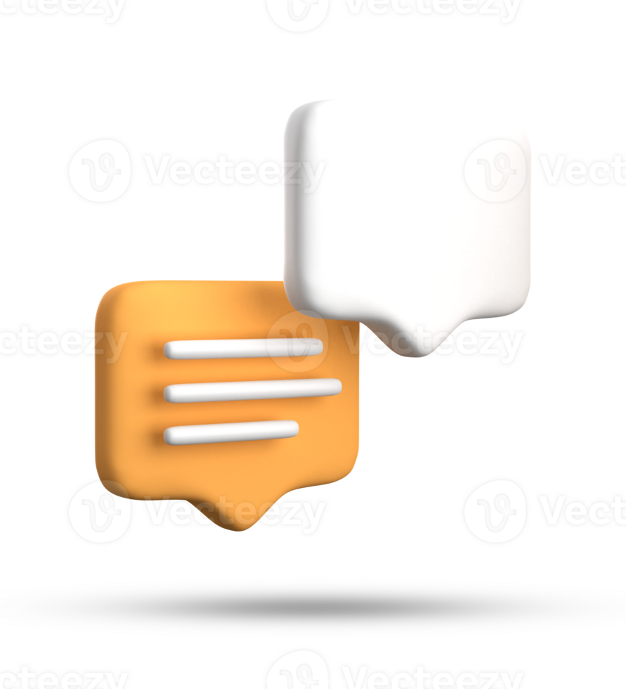 3d rendering of speech bubble with notification icons, 3D pastel yellow ...