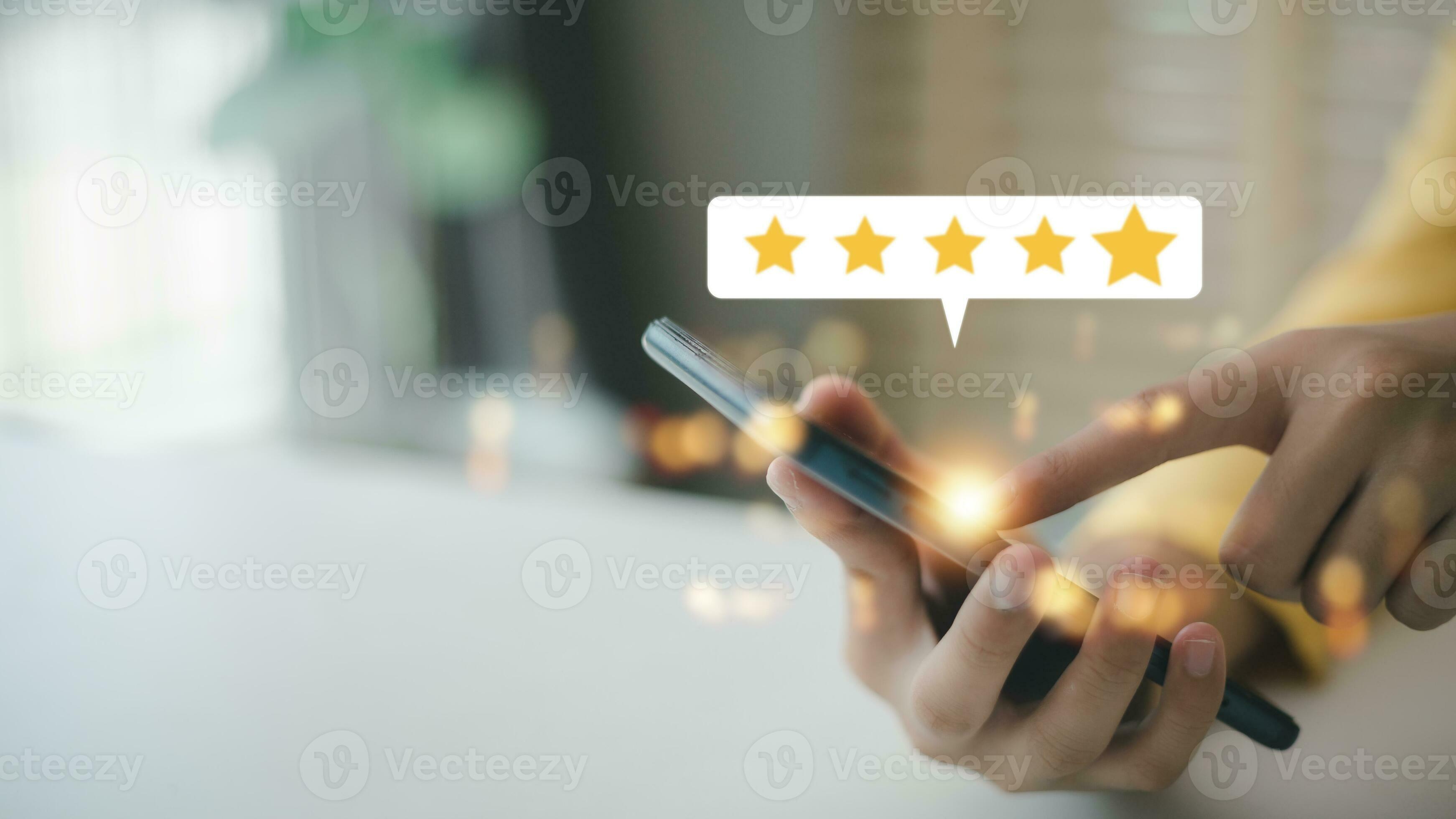 User give rating to service experience on online application, Customer review satisfaction ...