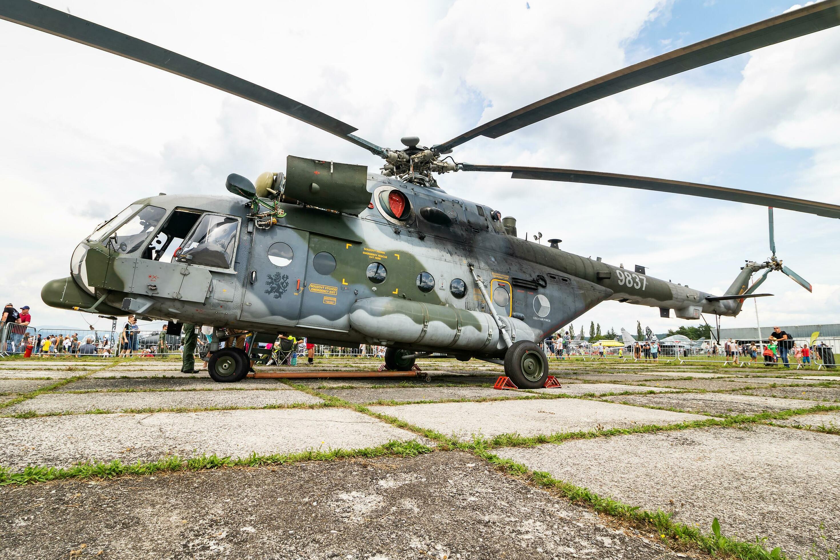 Czech Air Force Mil Mi-171 9837 helicopter static display at SIAF Slovak International Air Fest ...
