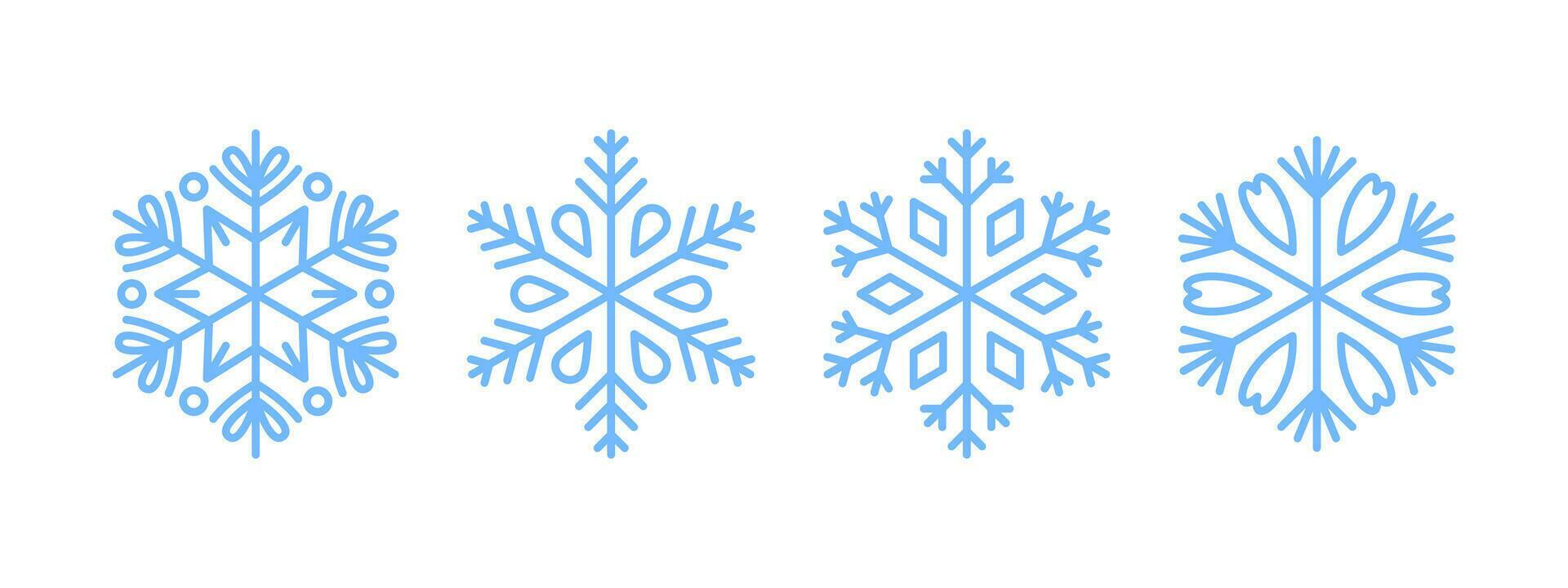Snowflakes set. Light blue snowflakes. Snowflake different icons. Vector scalable graphics ...