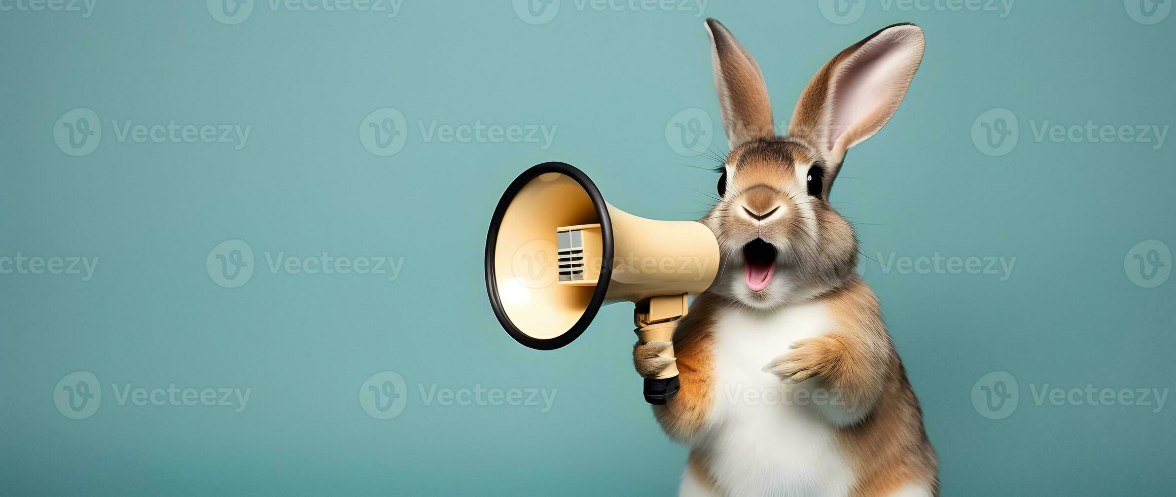 Rabbit announcing using hand speaker. Notifying, warning, announcement ... Rabbit announcing using hand speaker. Notifying, warning, announcement ...