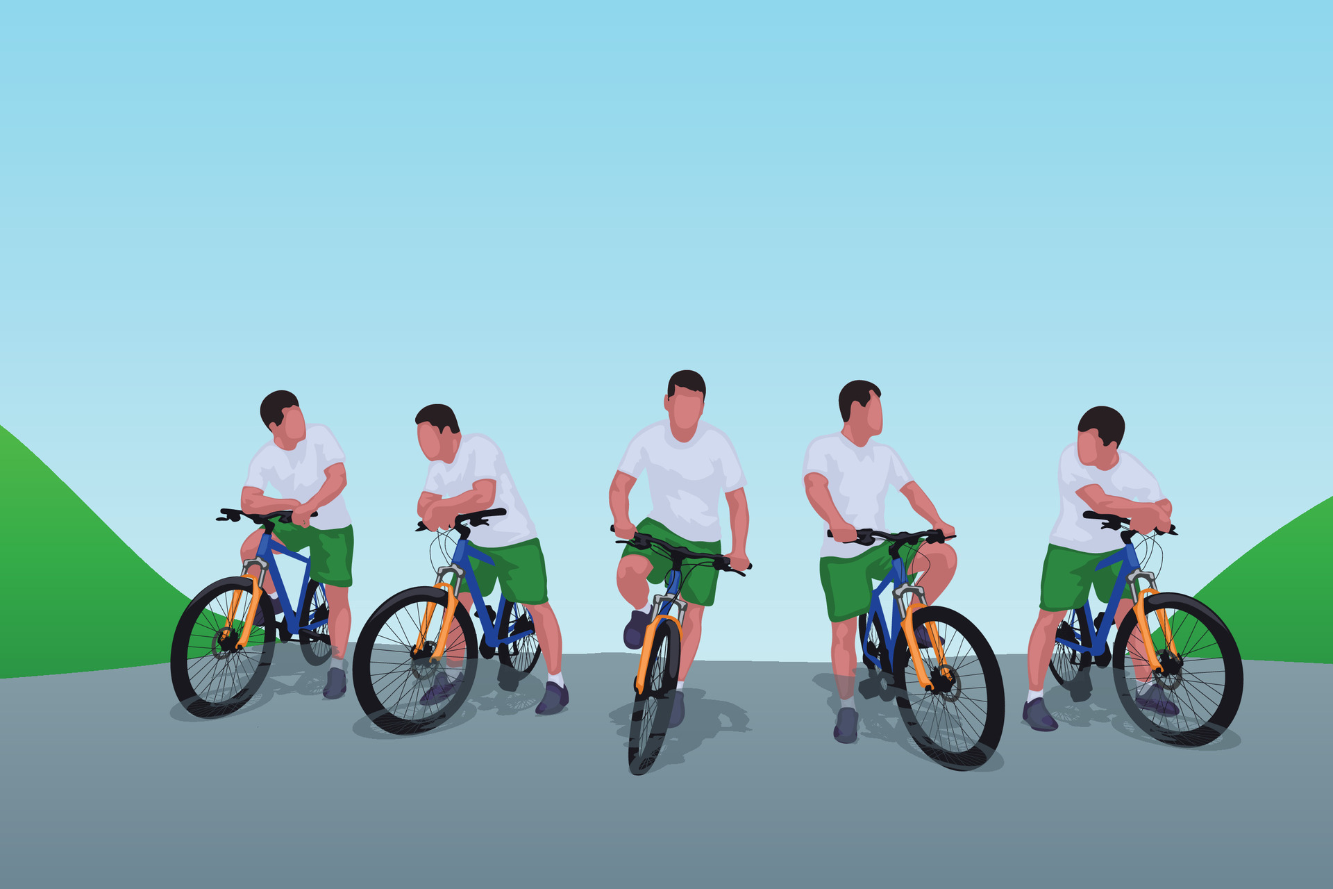 cycle group in mountains 31962597 Vector Art at Vecteezy