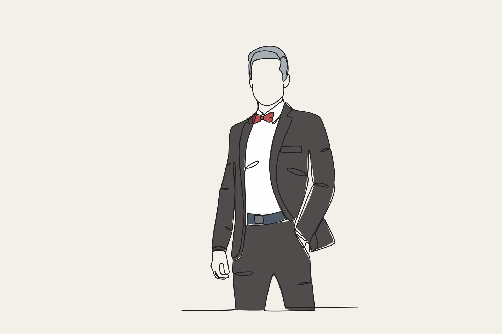 Color illustration of a man wearing a suit and bow tie 31963997 Vector ...