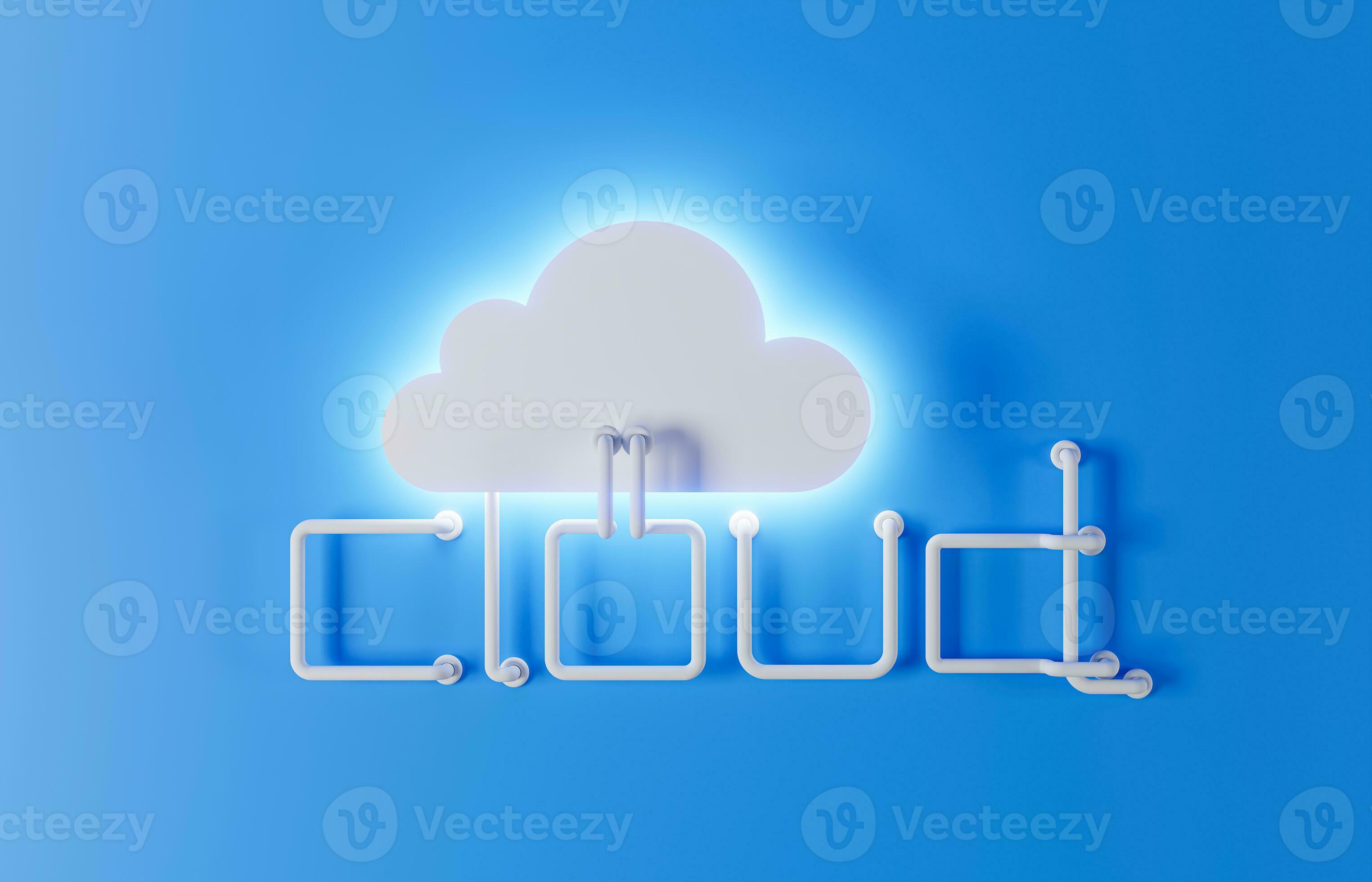 Cloud storage download Digital service or app with data transfer. 3d servers and datacenter ...