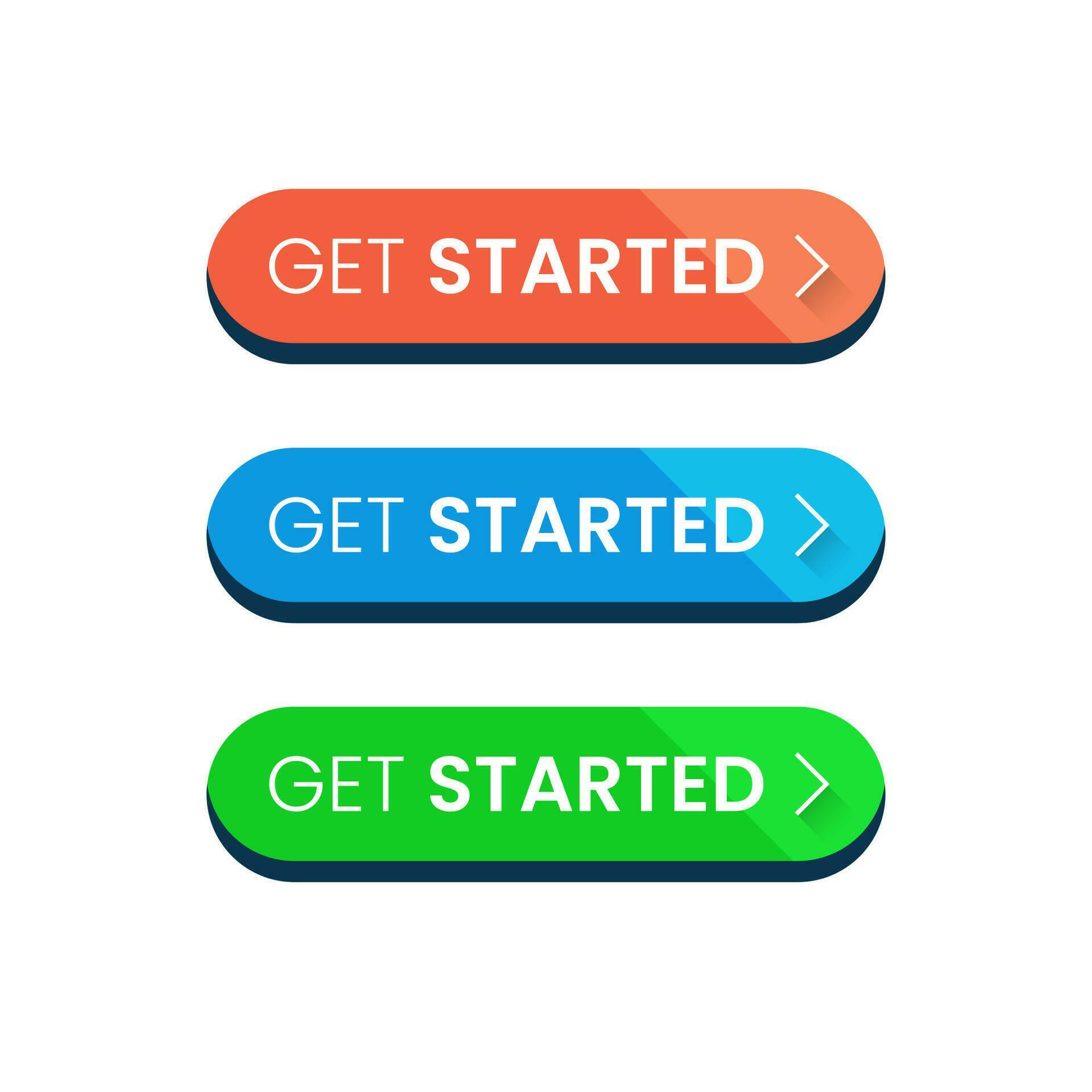 Get started button concept illustration flat design vector. simple ...