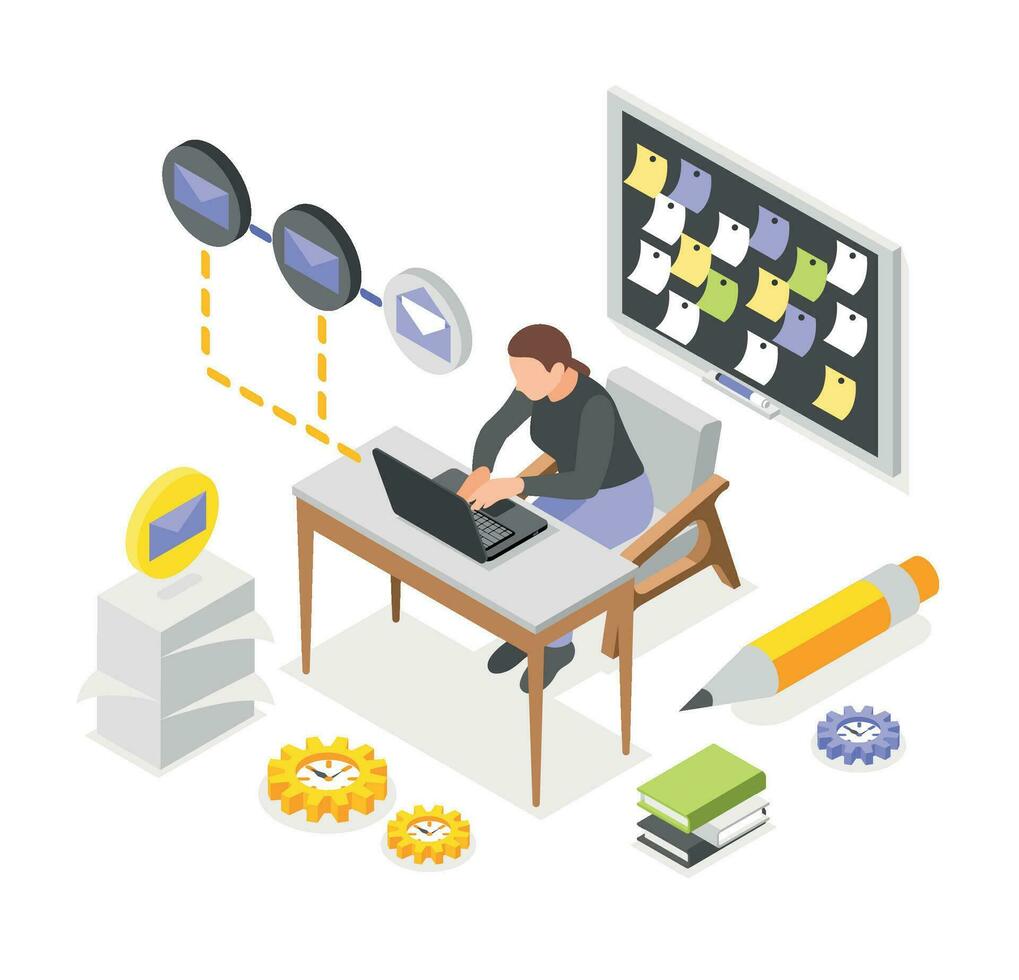Personal Productivity Isometric Illustration 31983232 Vector Art at ...