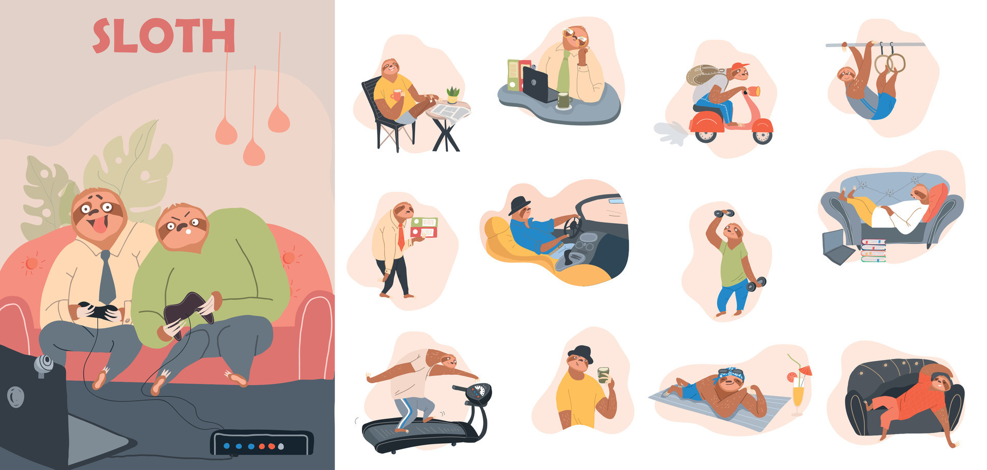 Sloth Family Laziness Set 31983458 Vector Art at Vecteezy