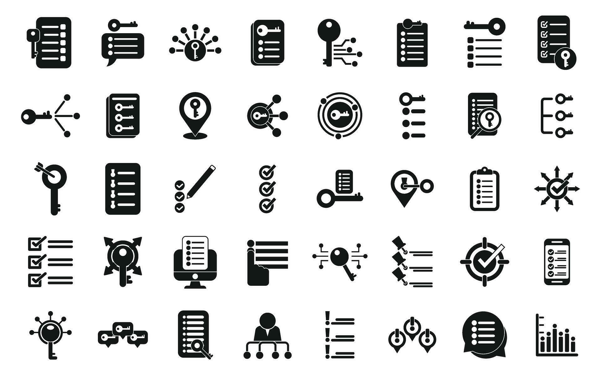 Key points icons set simple vector. Path process 32035449 Vector Art at ...