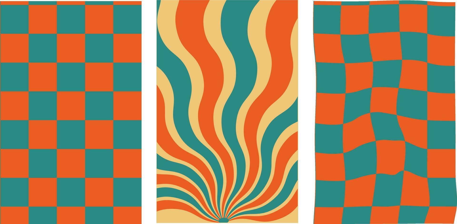 Collection of retro checkerboard backgrounds featuring vivid hues. A ...