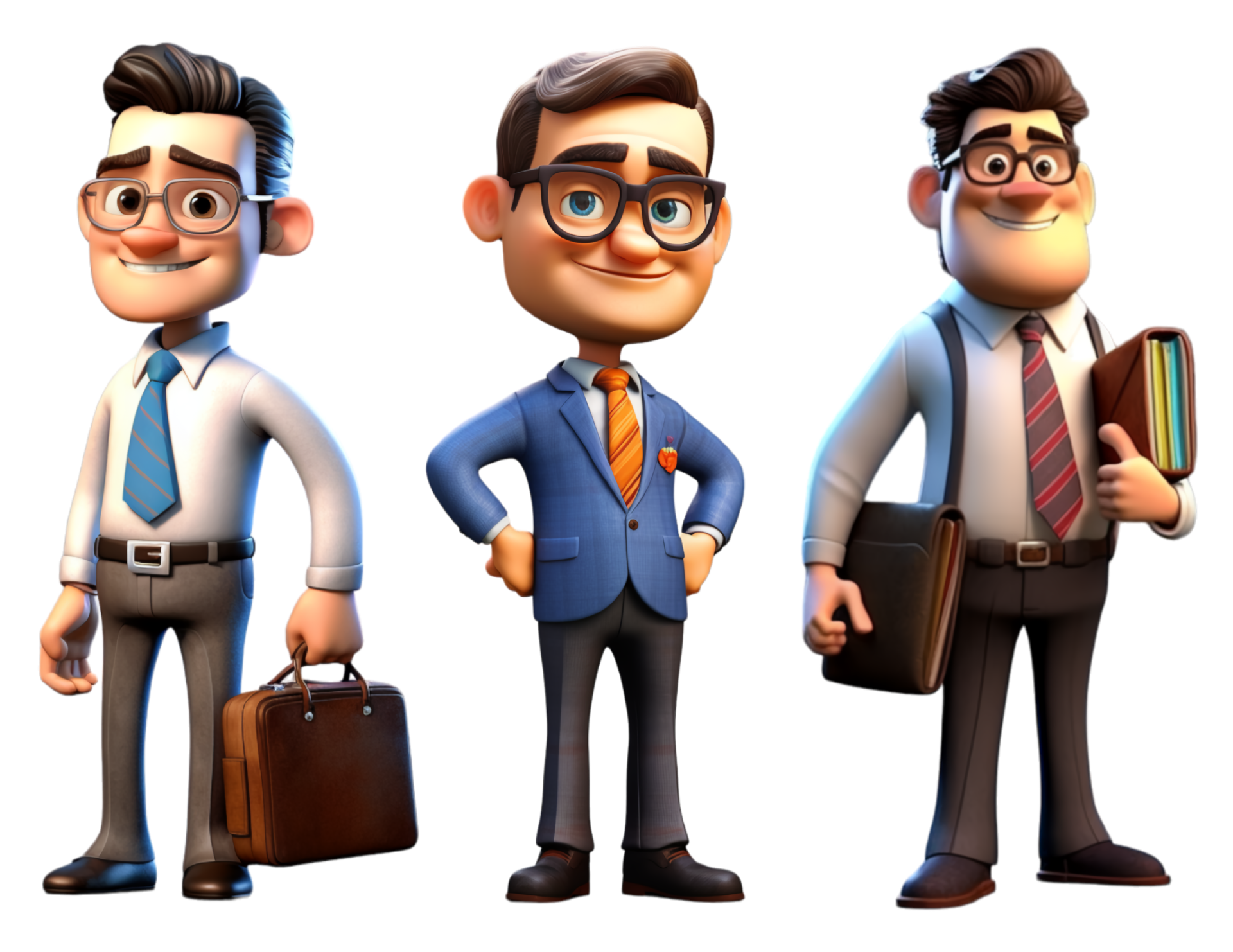 3d illustration of businessman cartoon character collection, generative ... 3d illustration of businessman cartoon character collection, generative ...