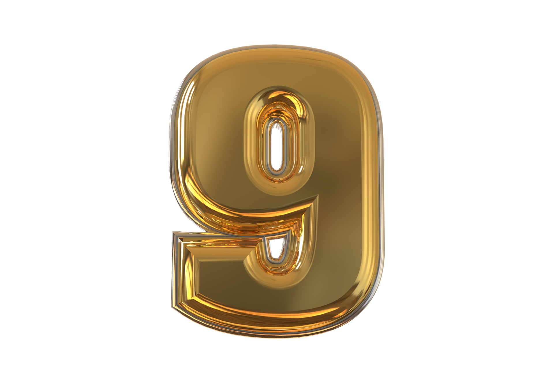 Number 1 To 9 3d Style Color Gold 32045818 PNG