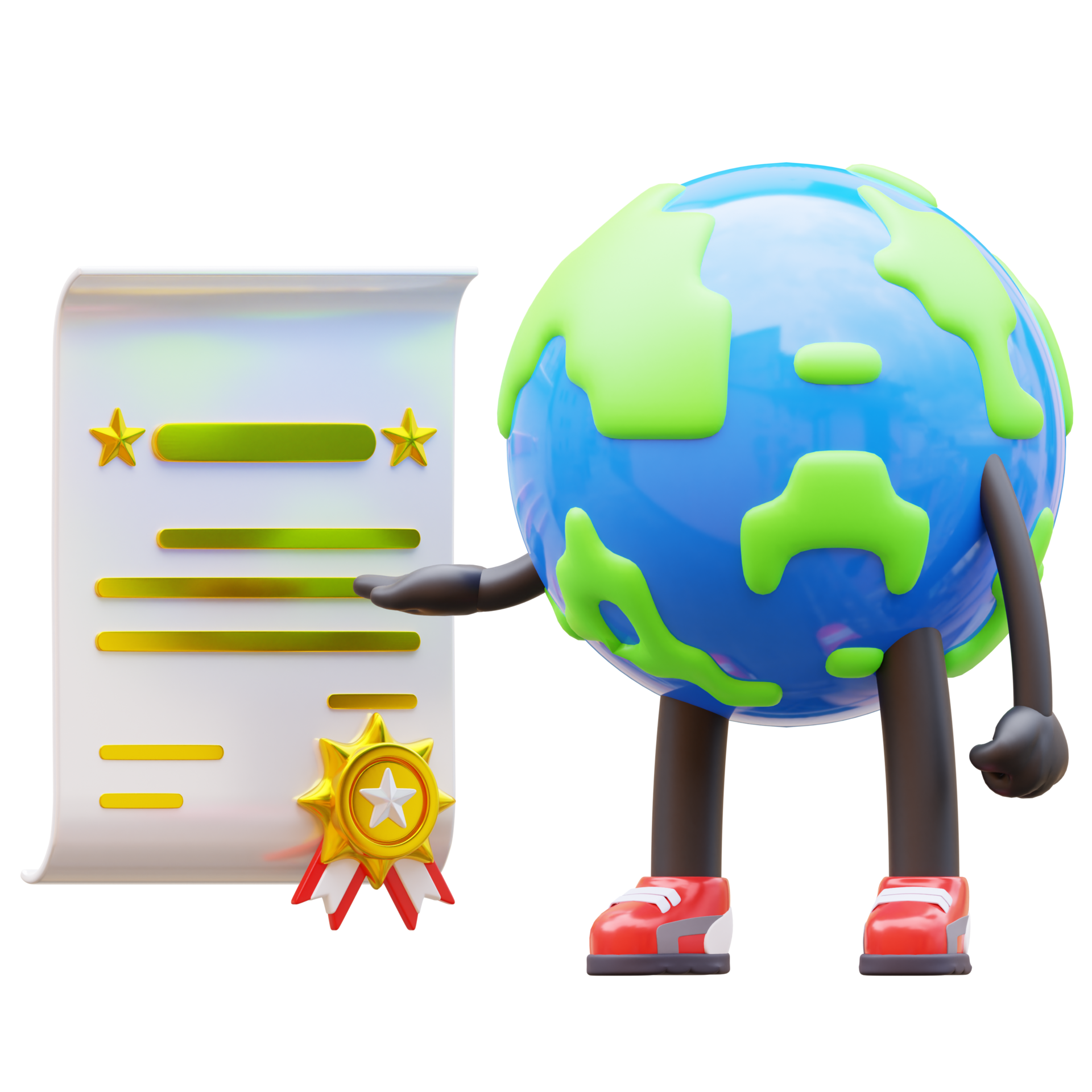 3D Earth Character get Certificate 32046941 PNG 3D Earth Character get Certificate 32046941 PNG