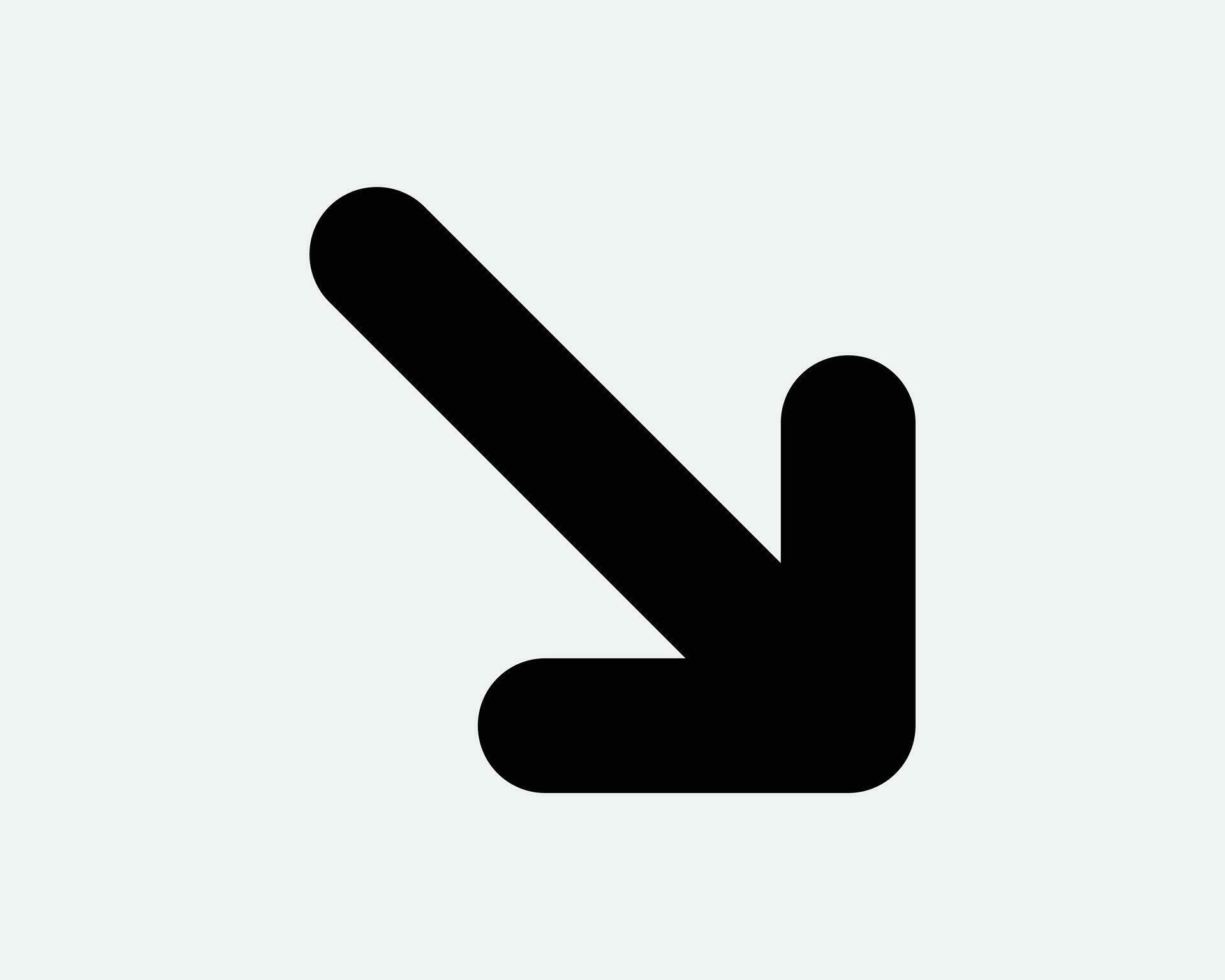 Point Arrow Bottom Right Icon Pointer Lower Conner Here Navigation Position Location Path Black ...