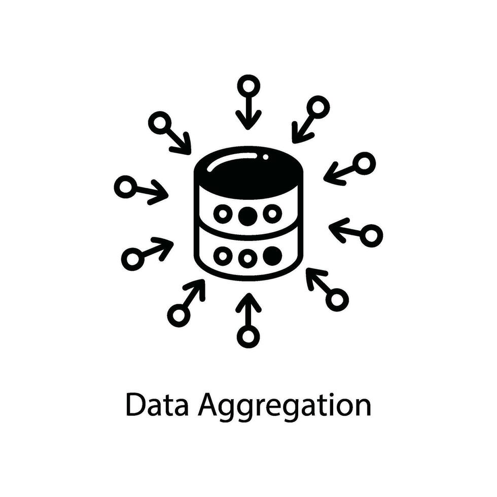 Data Aggregation Doodle Icon Design Illustration Networking Symbol On