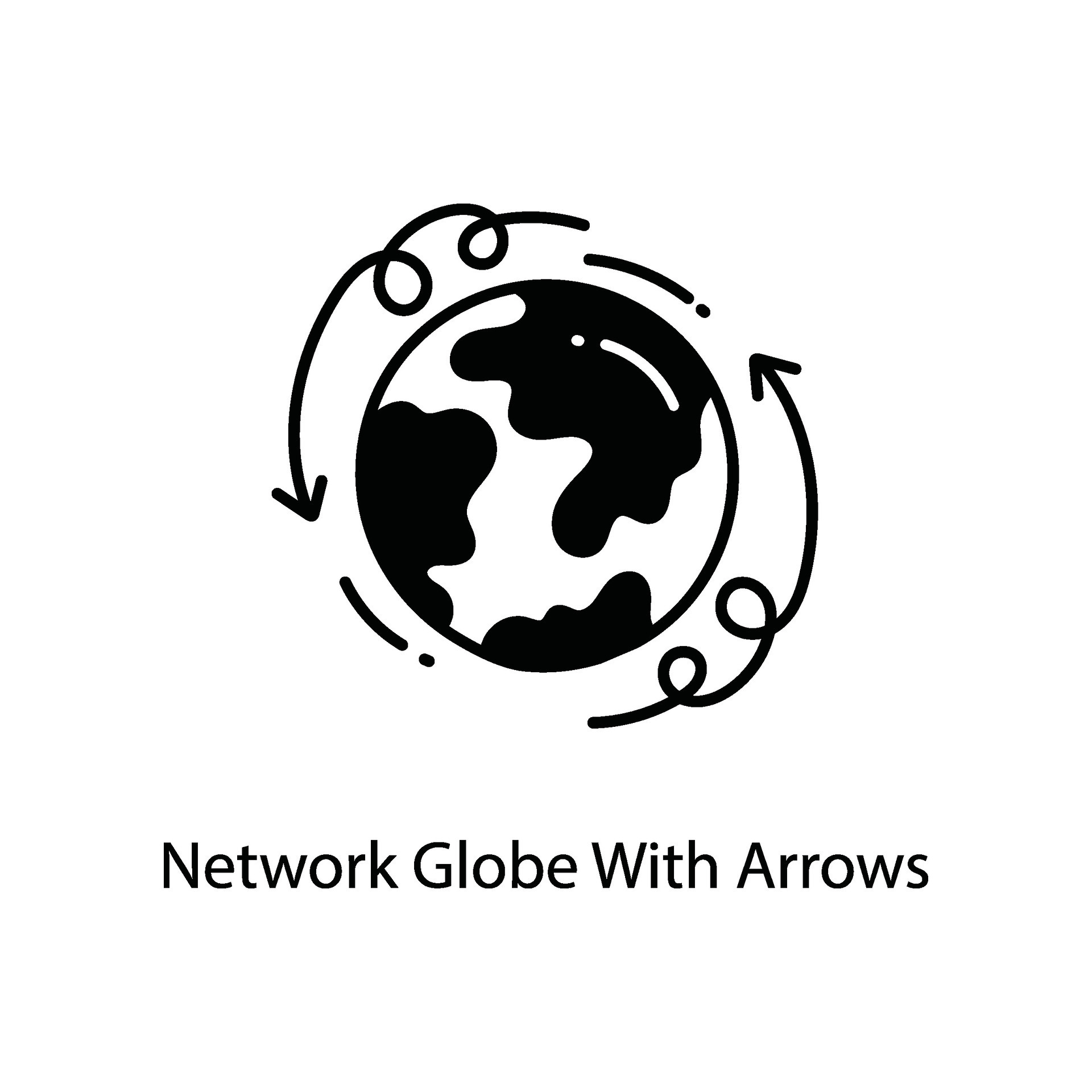 Network Globe With Arrows Doodle Icon Design Illustration Networking Symbol On White Background