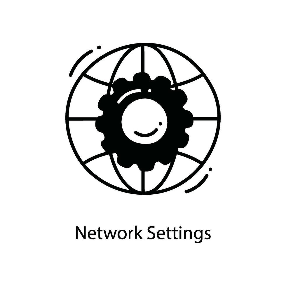 Network Settings doodle Icon Design illustration. Networking Symbol on ...