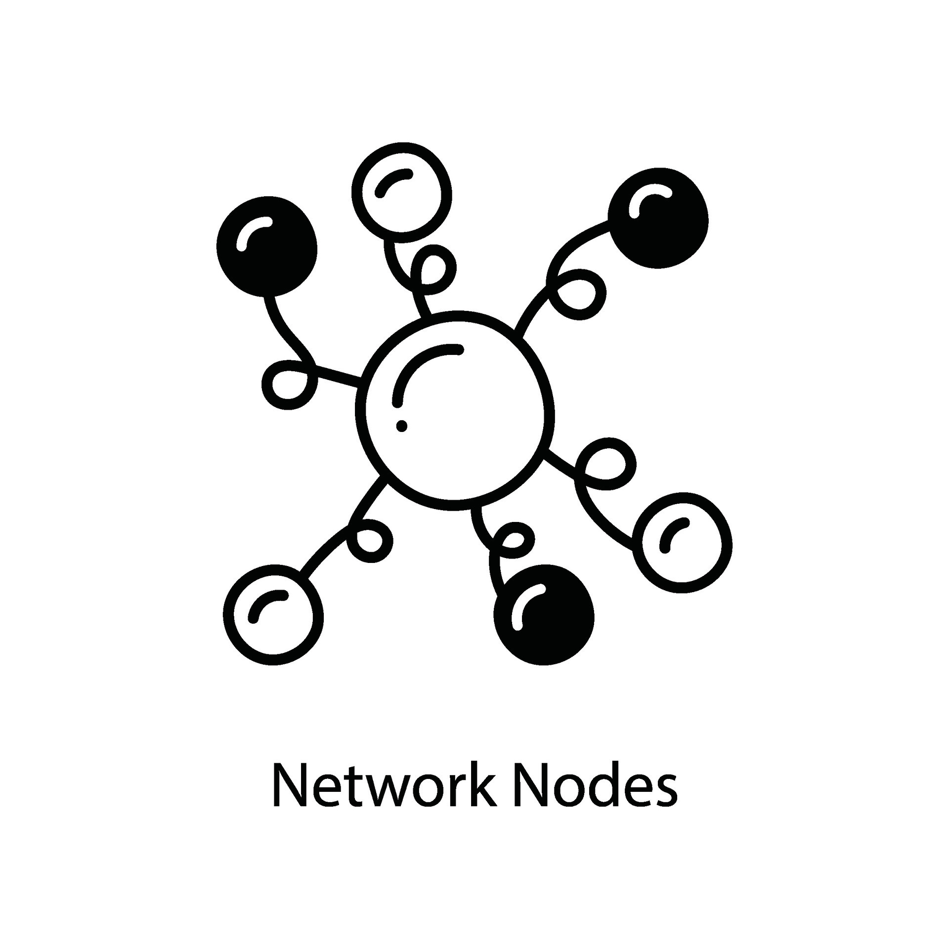 Network Nodes Doodle Icon Design Illustration Networking Symbol On