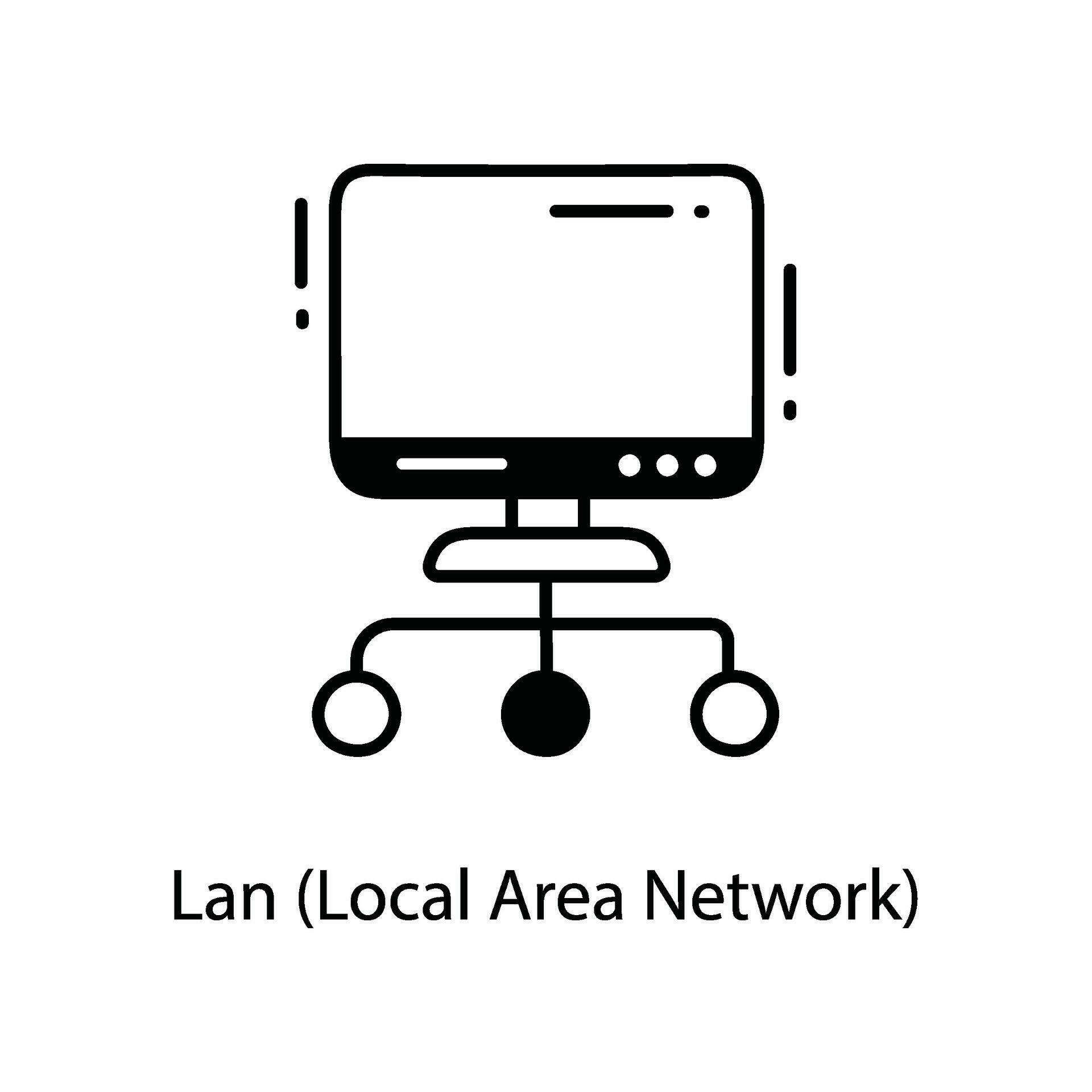 Lan Local Area Network doodle Icon Design illustration. Networking Symbol on White background ...