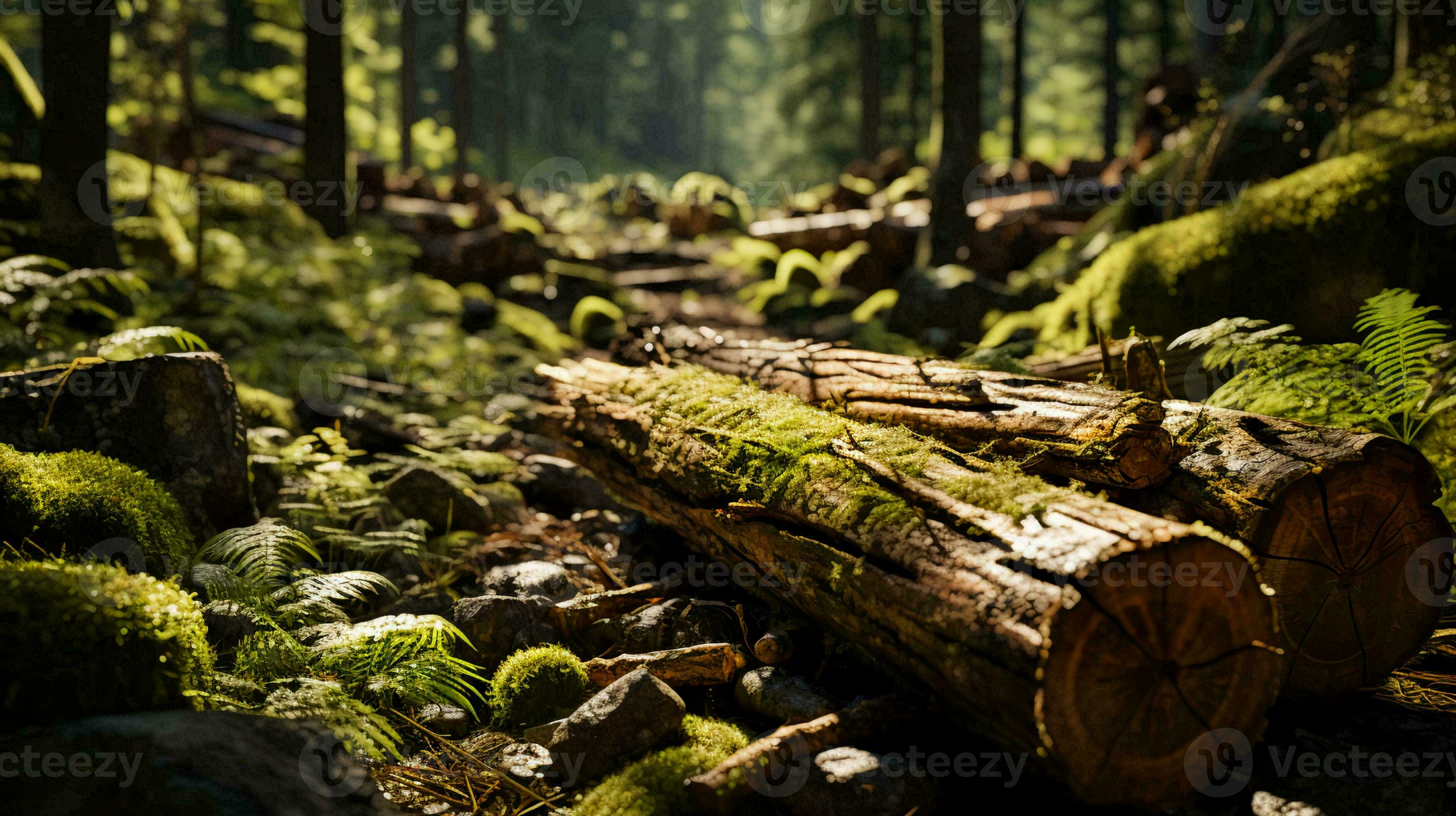 Freshly cut natural logs from trees at logging site in the forest 32050579 Stock Photo at Vecteezy