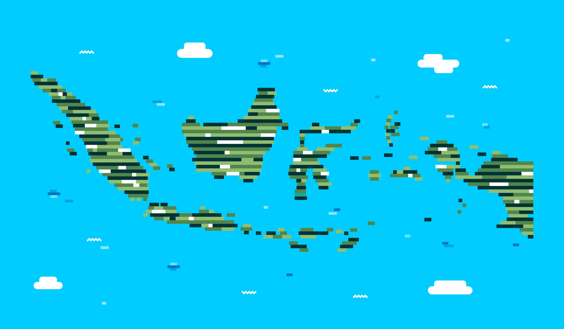 flat design of Indonesian simple map with blue background vector ...