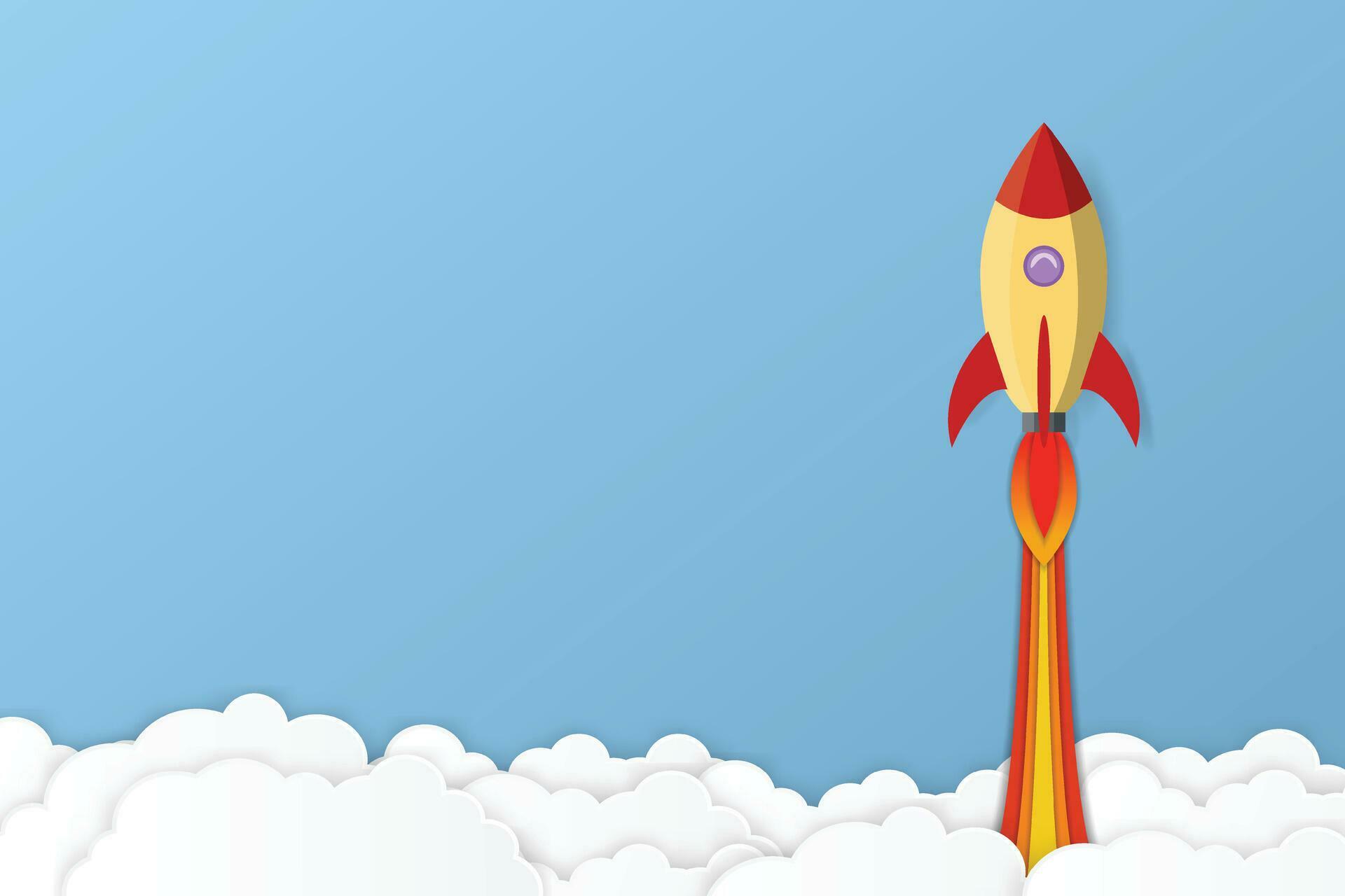 Rocket launch into space. Business project start up development and launch new innovation ...