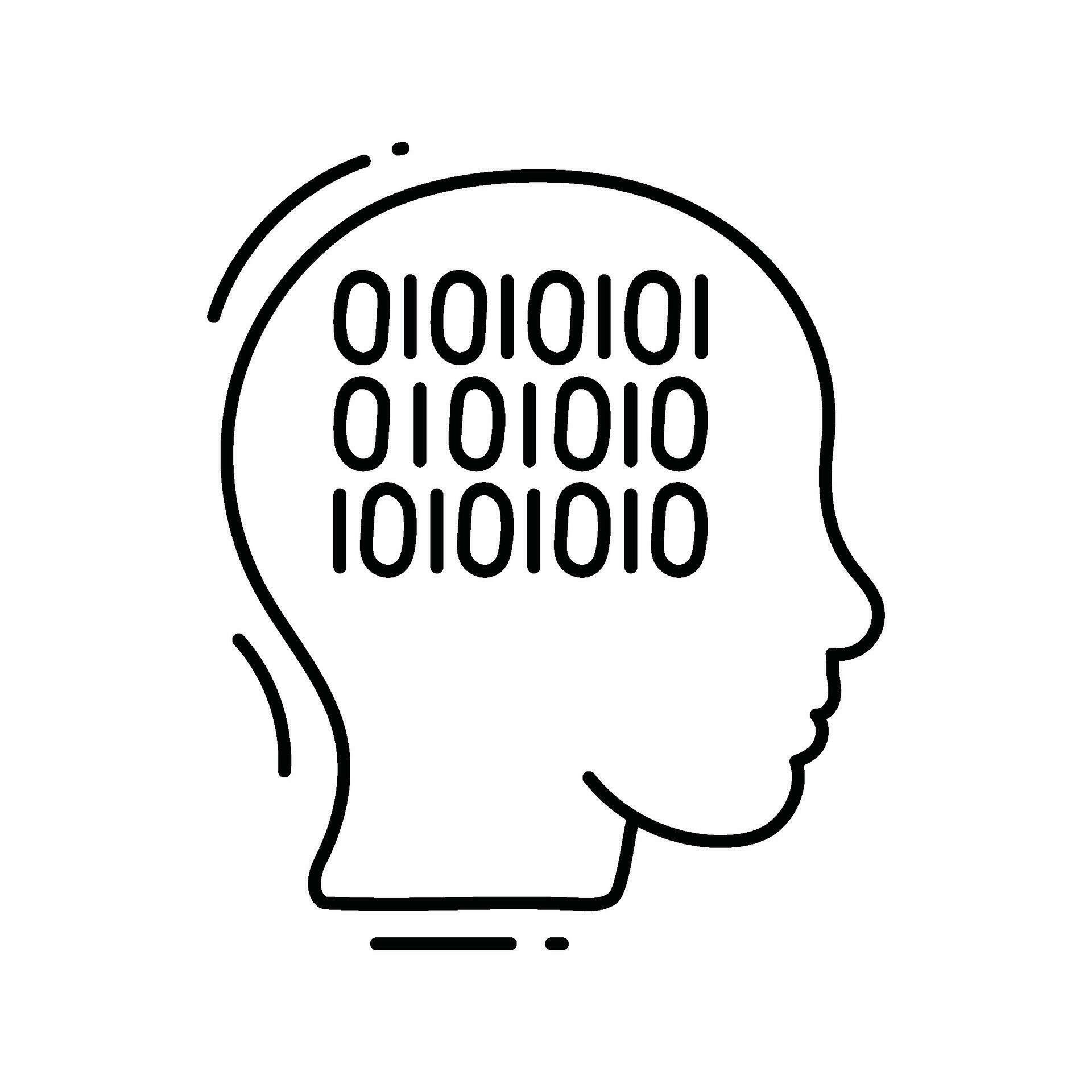 Binary mind doodle Icon Design illustration. Science and Technology Symbol on White background ...