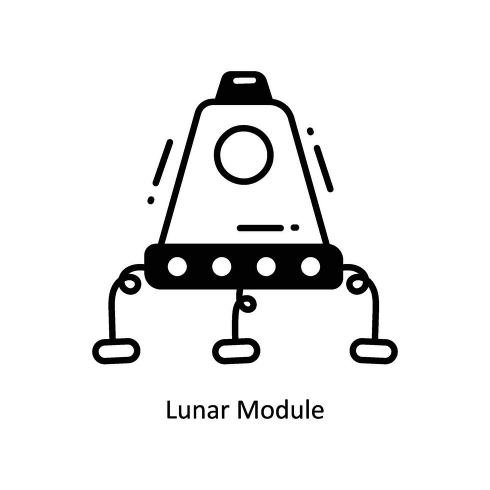 Lunar Module doodle Icon Design illustration. Space Symbol on White ...