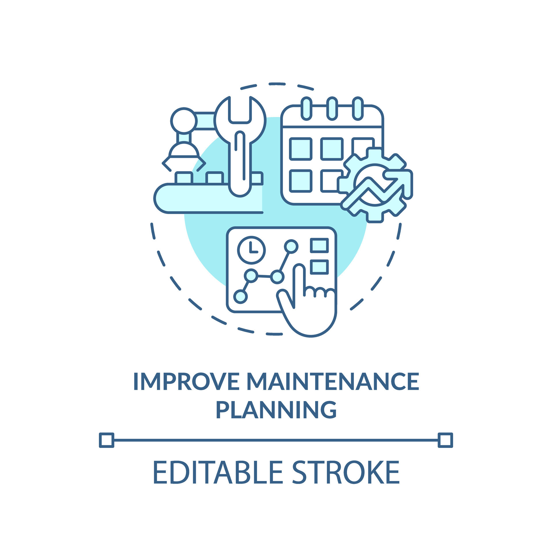 2D editable blue icon improve maintenance planning concept, isolated ... 2D editable blue icon improve maintenance planning concept, isolated ...