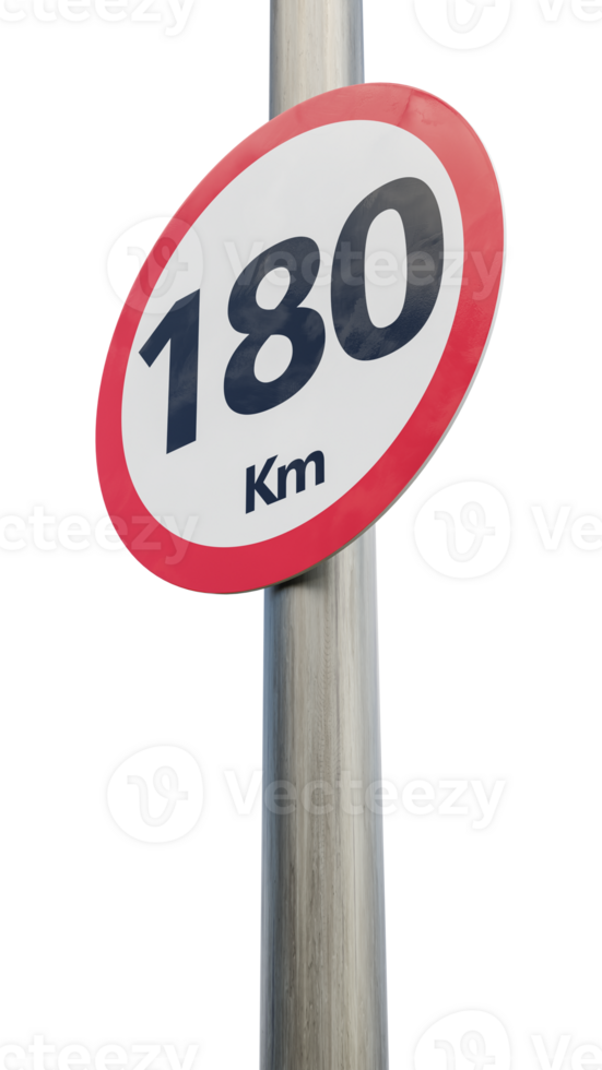 180 km speed limit sign. One hundred and eighty 3d render 32057400 PNG