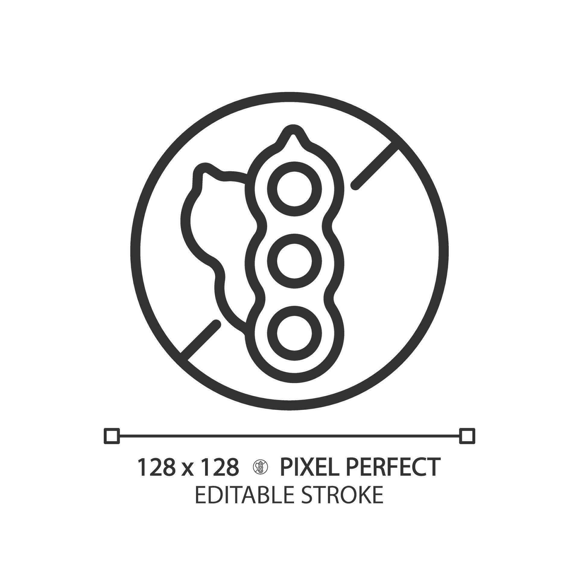 2D pixel perfect editable black soy free icon, isolated vector, thin line illustration ...