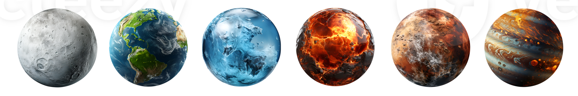 Set of realistic planets isolated on transparent background. Generative ...