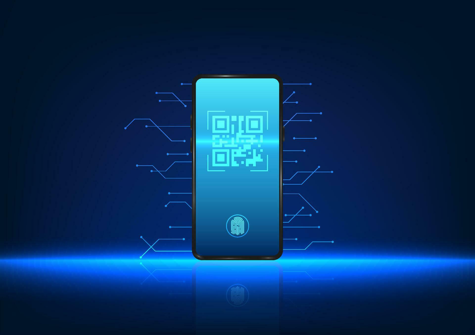Smartphone technology scanning QR code The mobile phone has a QR code ...