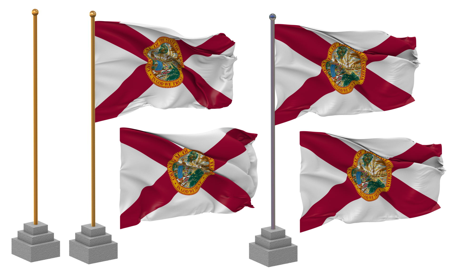 State Of Florida Flag Waving Stand Pole Isolated 3d Illustration state-of-florida-flag-waving-stand-pole-isolated-3d-illustration