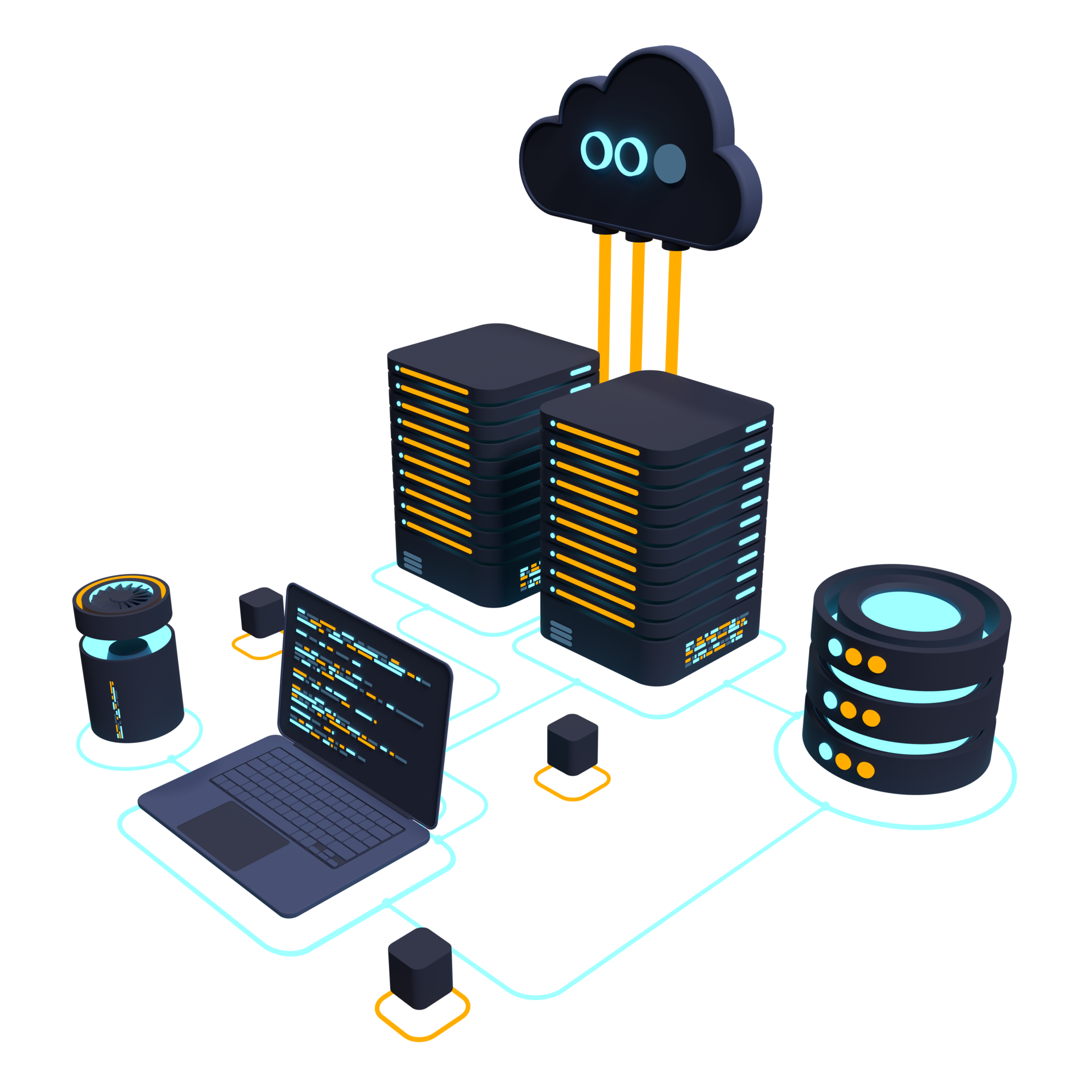 Cloud Technology Computing Concept Modern Cloud Technology Data Center Isometric Concept 3d