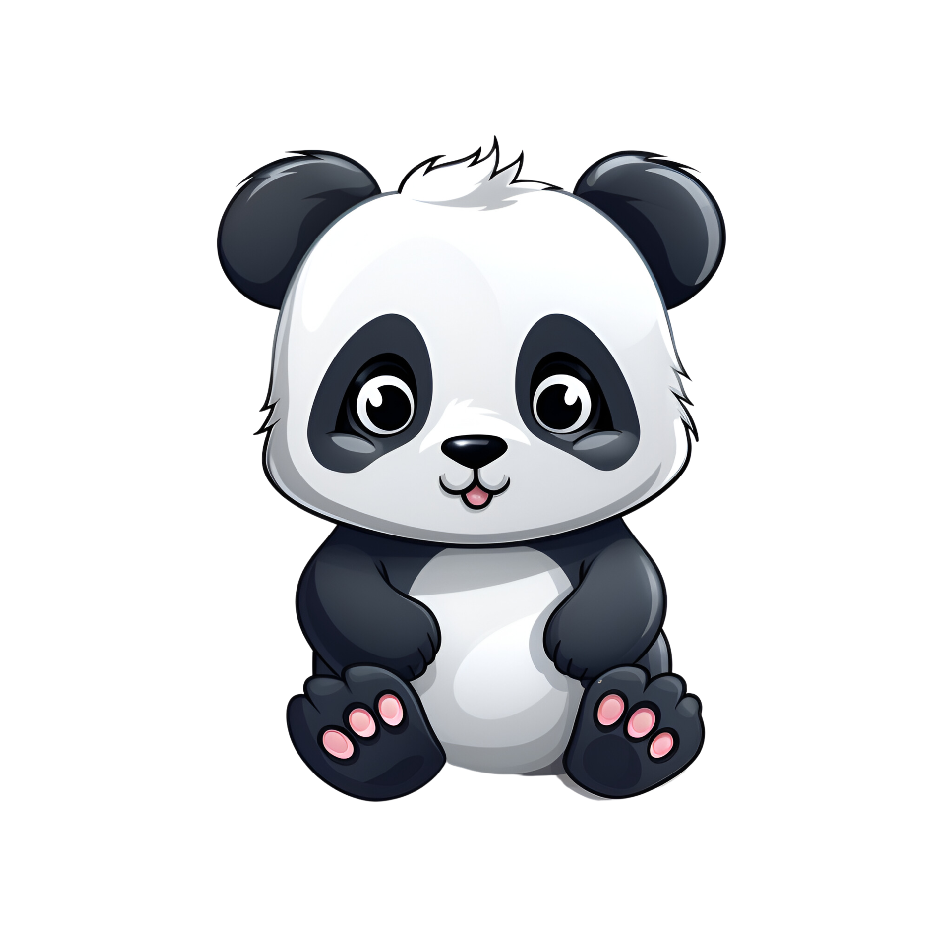 Cartoon Style Panda Artistic Cute Panda Bear No Background Perfect for ...