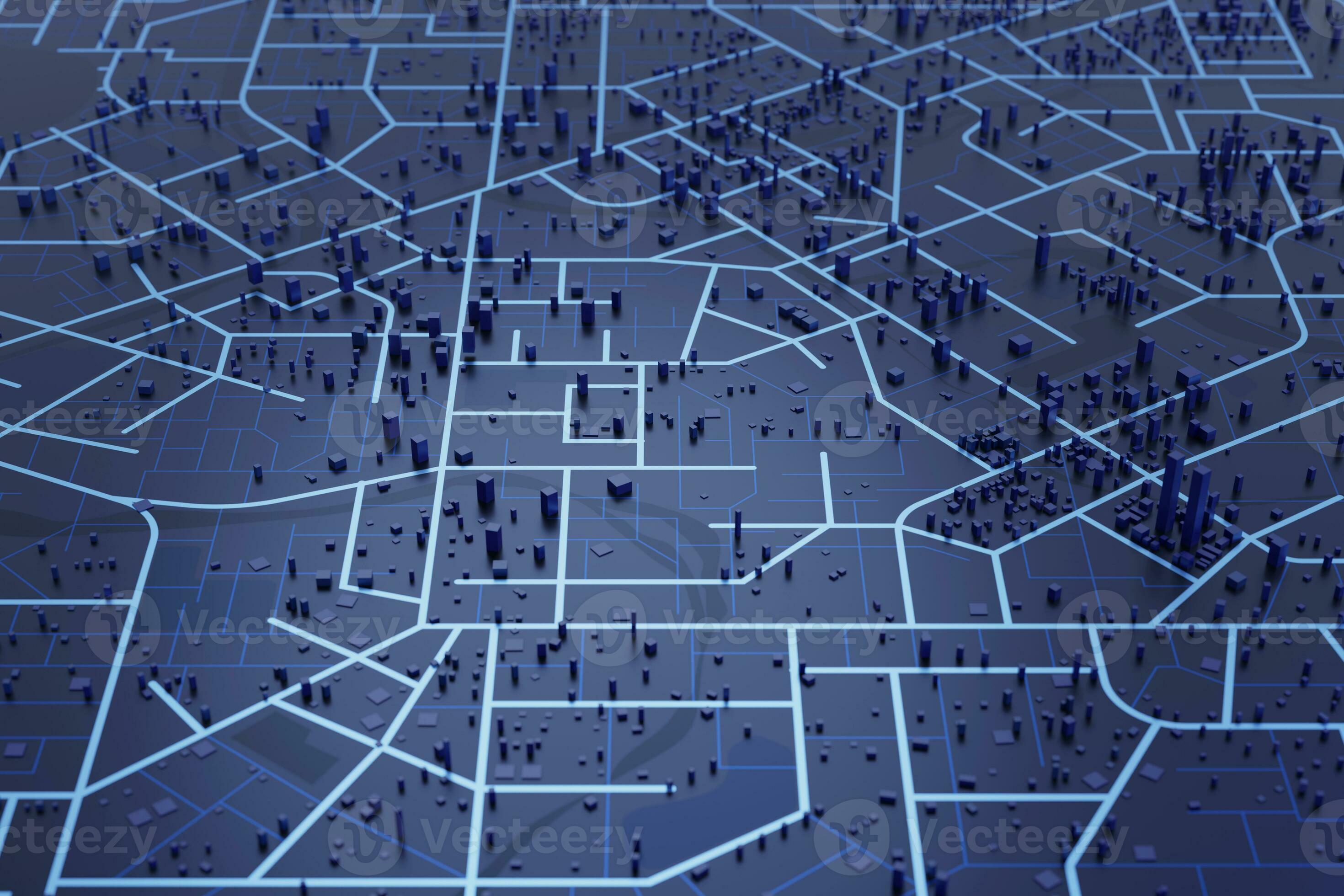 3D rendering city map illustration of a city map created using 3D ...