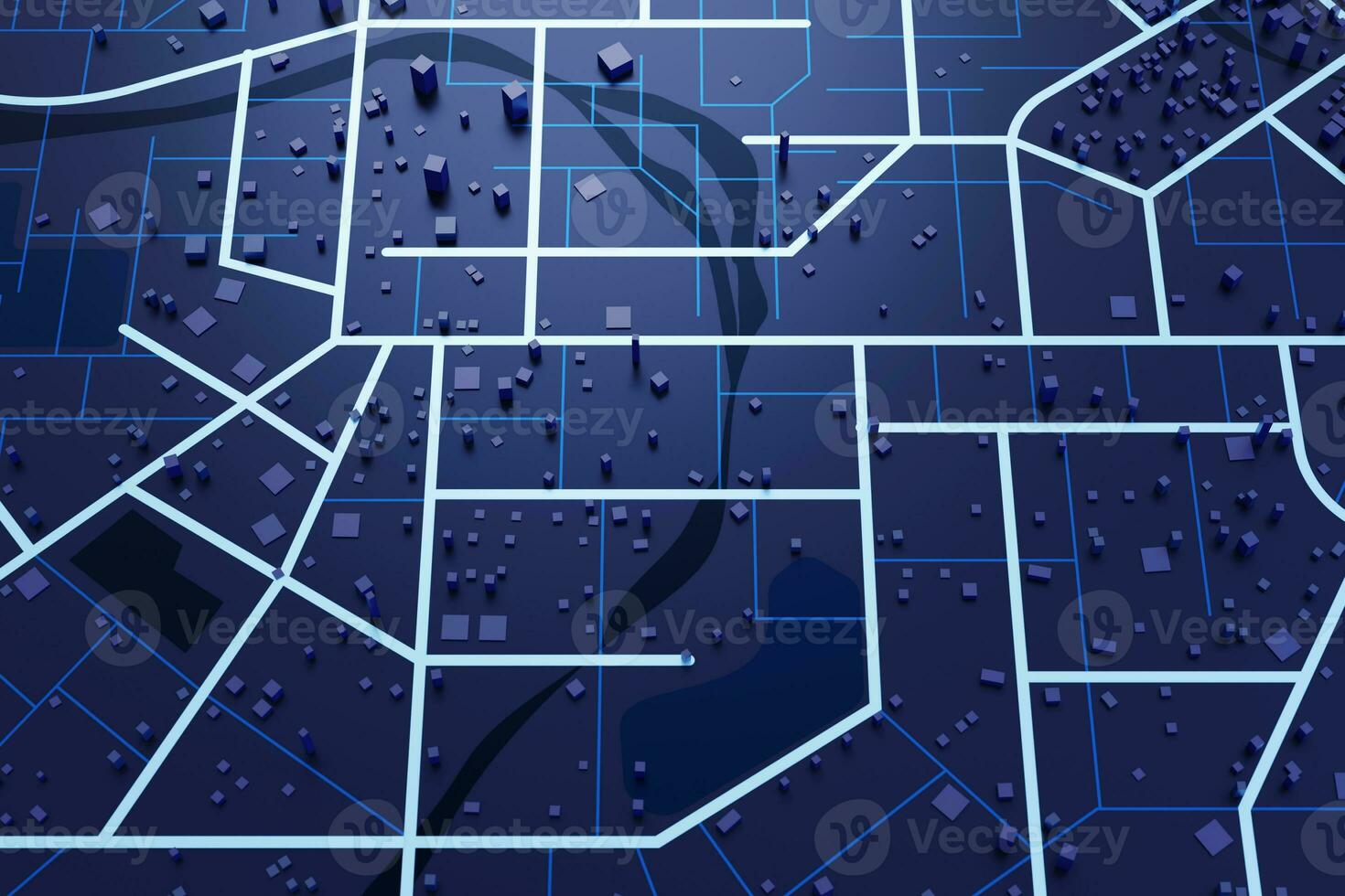 3D rendering city map illustration of a city map created using 3D ...
